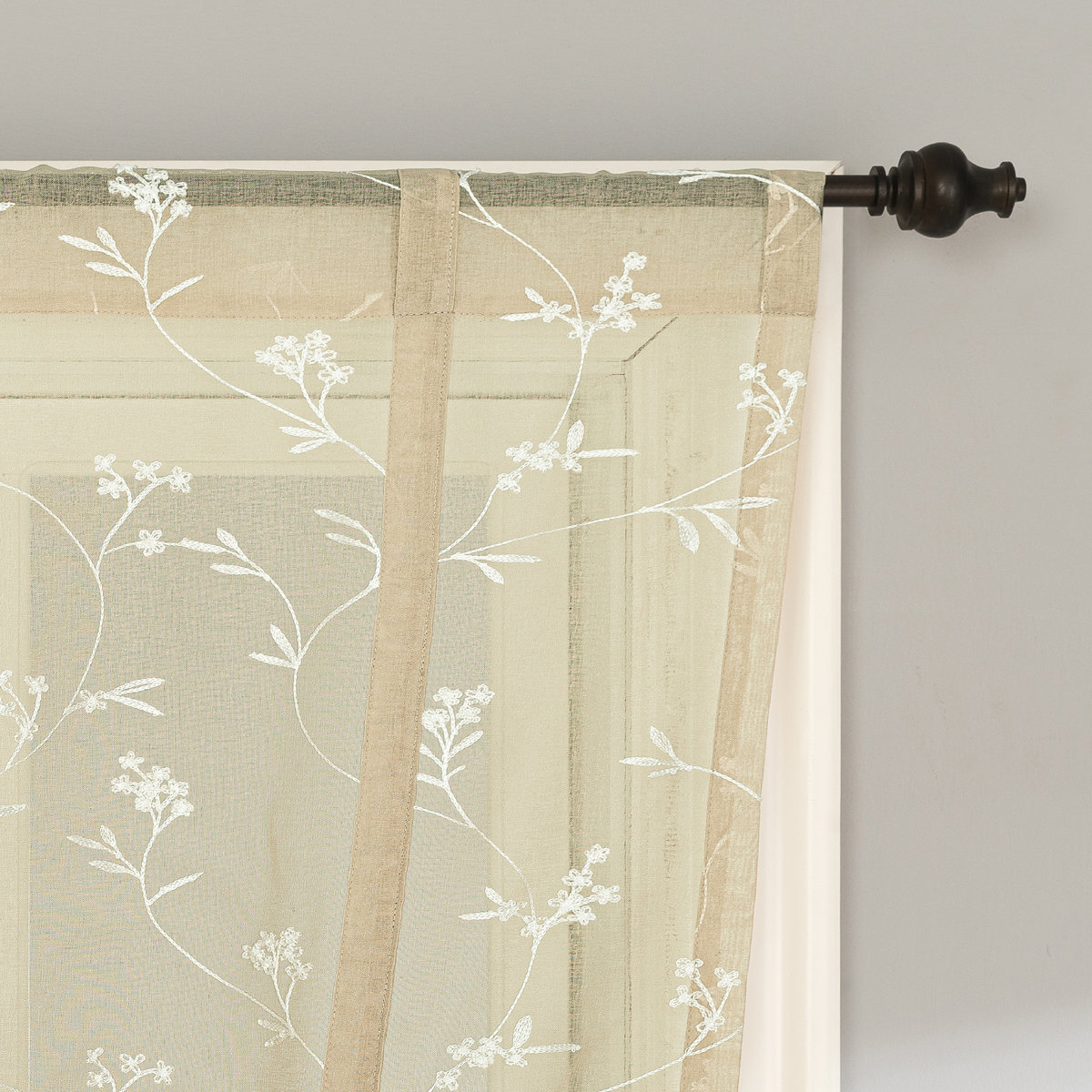 Winston Porter Bridget Embroidered Leaf Rod Pocket Window Tie-up Shade ...