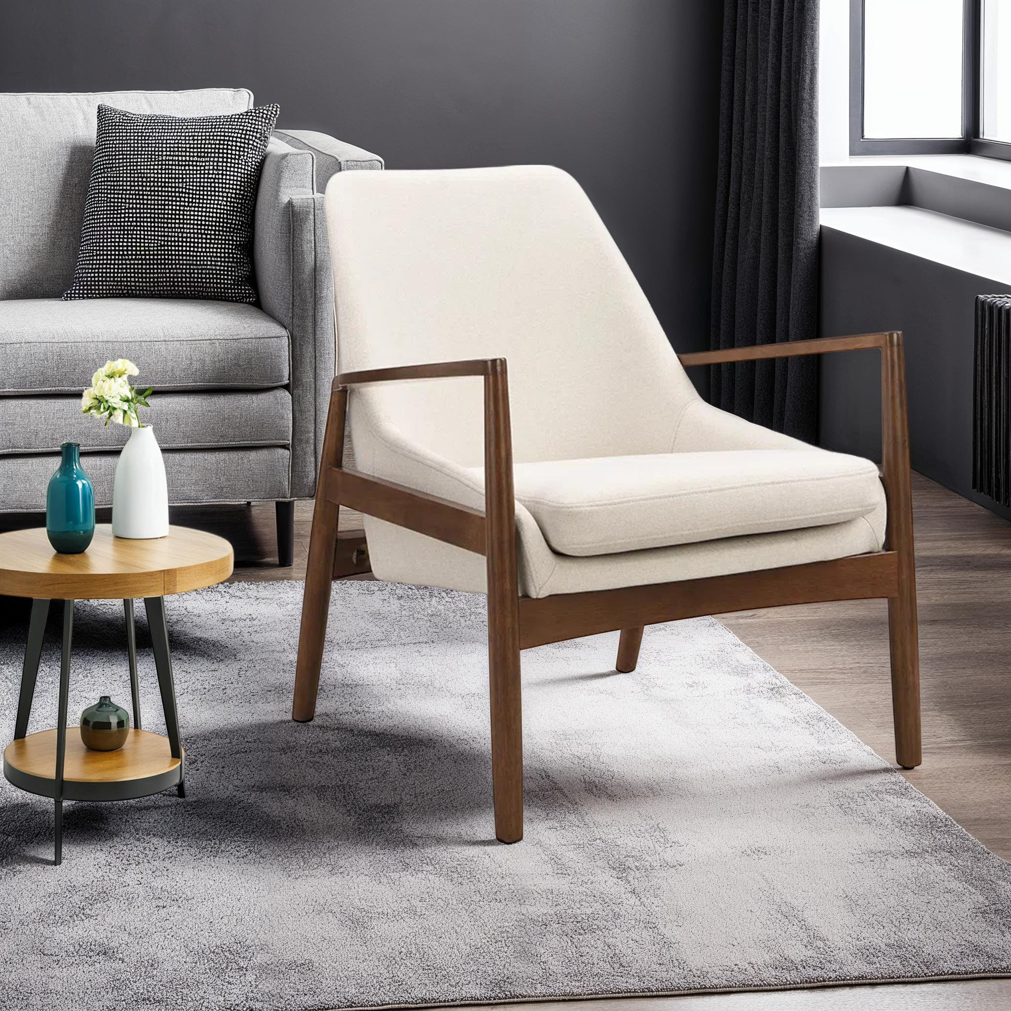 George Oliver Cozy High-Back Armchair Reading Lounge Chair with Solid ...