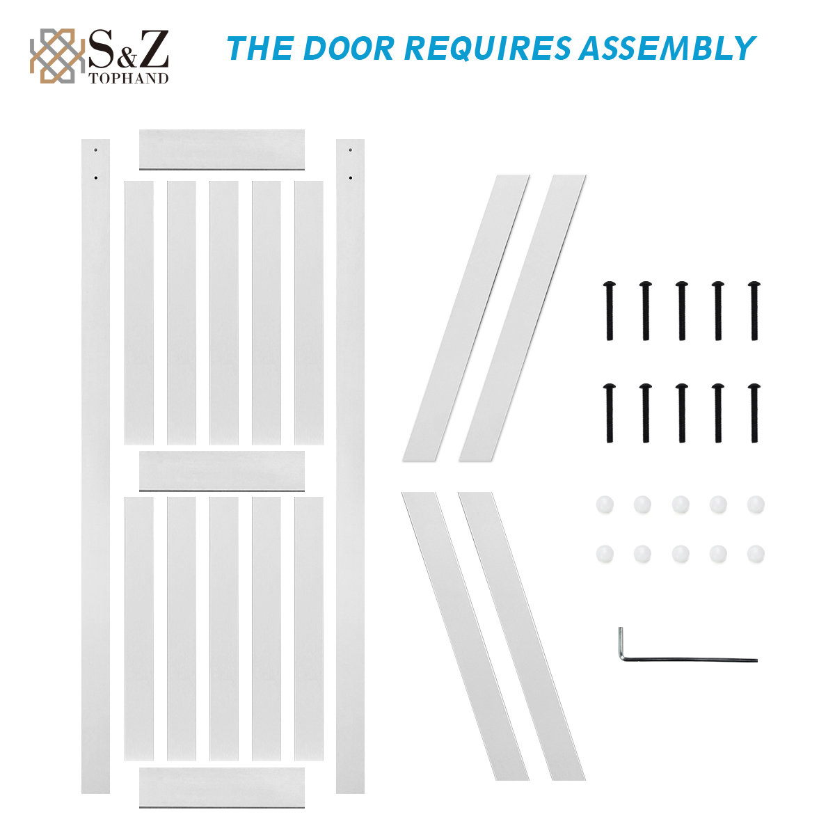 S&Z TOPHAND MDF Barn Door Easy Assembly -Solid Slab Covered with Water ...