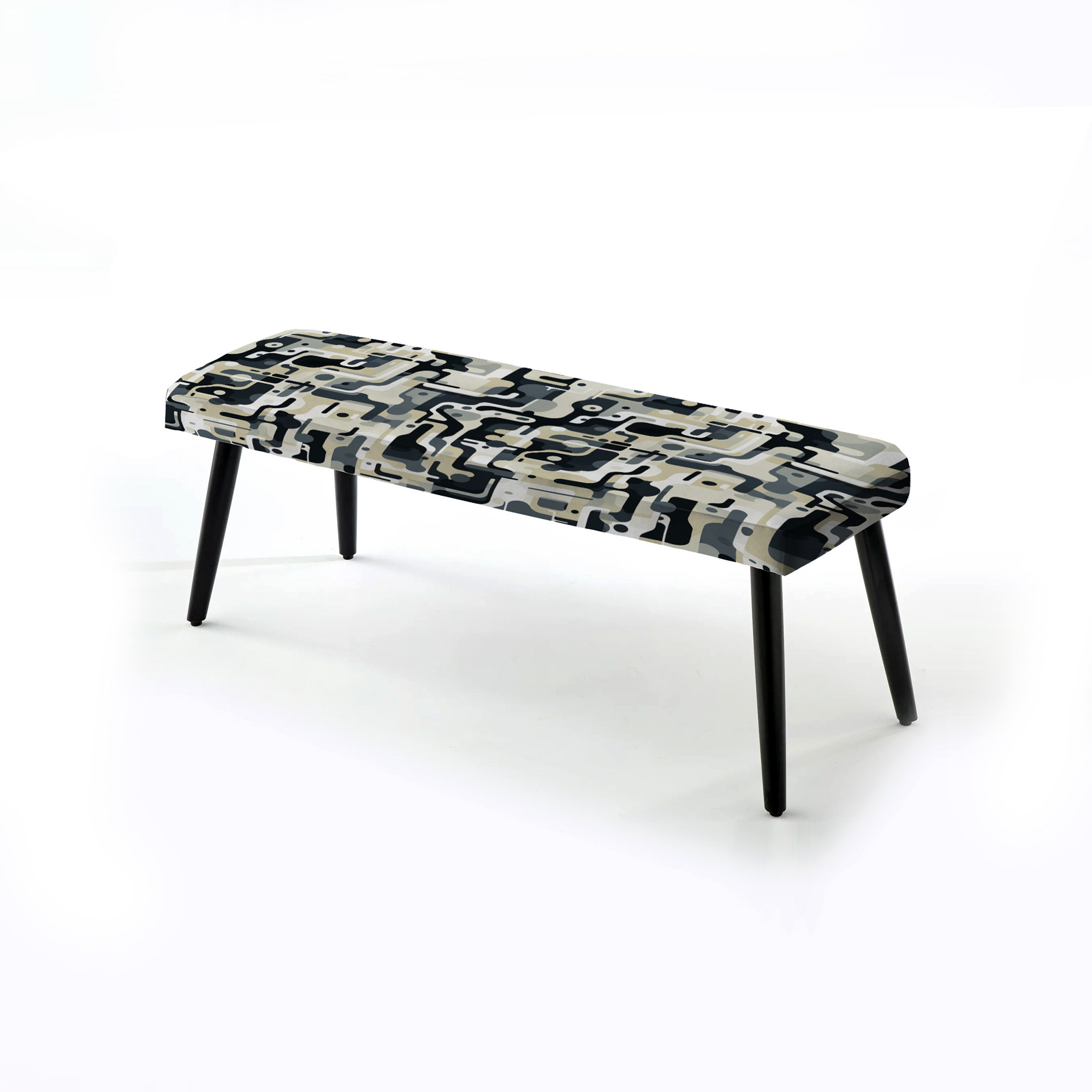 Design Art Beige And Grey Urban Maze - Geometric Upholstered Black ...