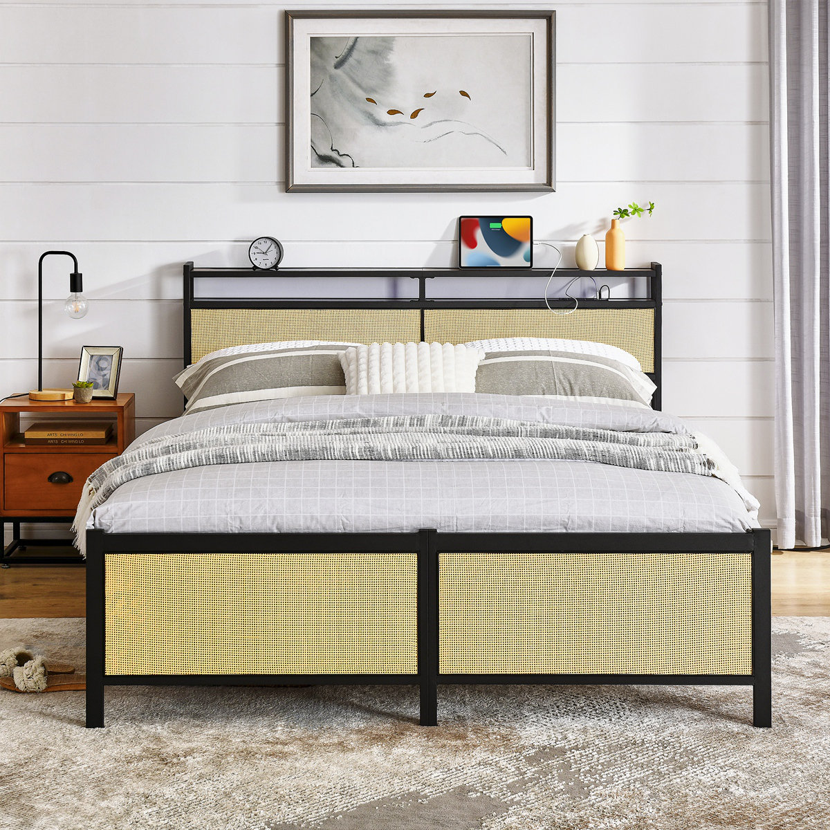 Ivy Bronx Iron Bed Frame, Metal Bed Frame, Wrought Iron Bed Frame, Iron ...