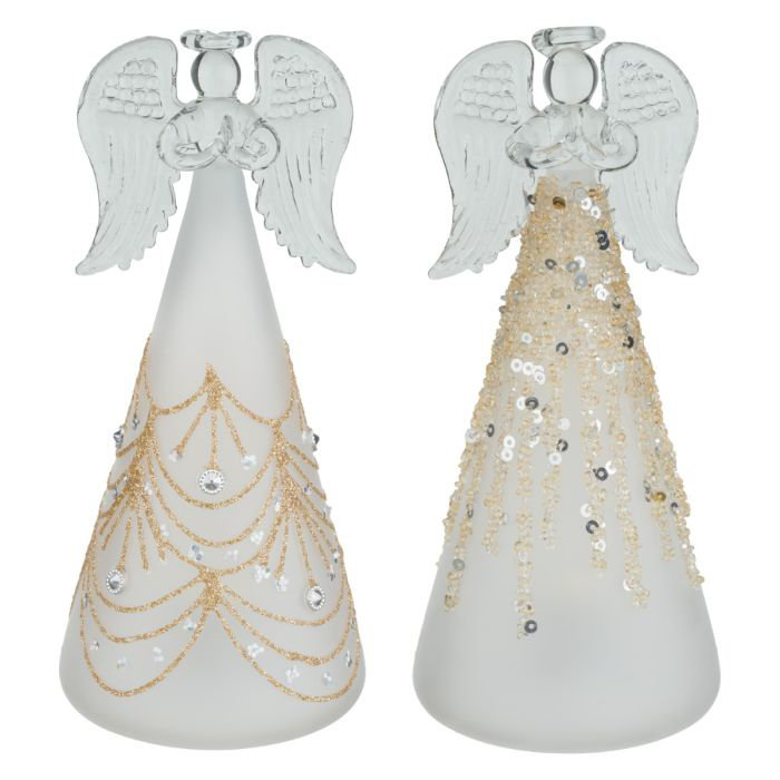 Regal Art & Gift Set of 2 Metal LED Frosted Standing Angel Figurines ...