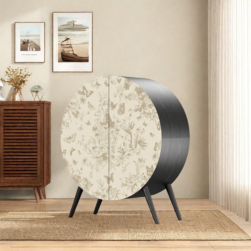 Liu's ink furniture 43.3 "Double Door Round Sideboard | Wayfair