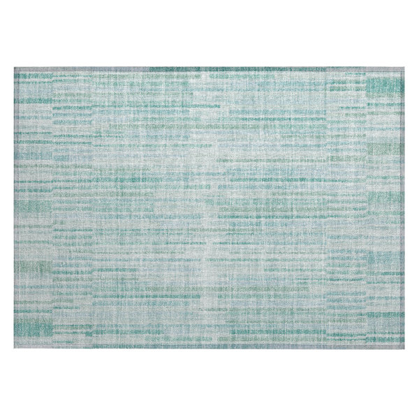 Bungalow Rose Machine Washable Indoor/Outdoor Xhevrie Turquoise Rug ...
