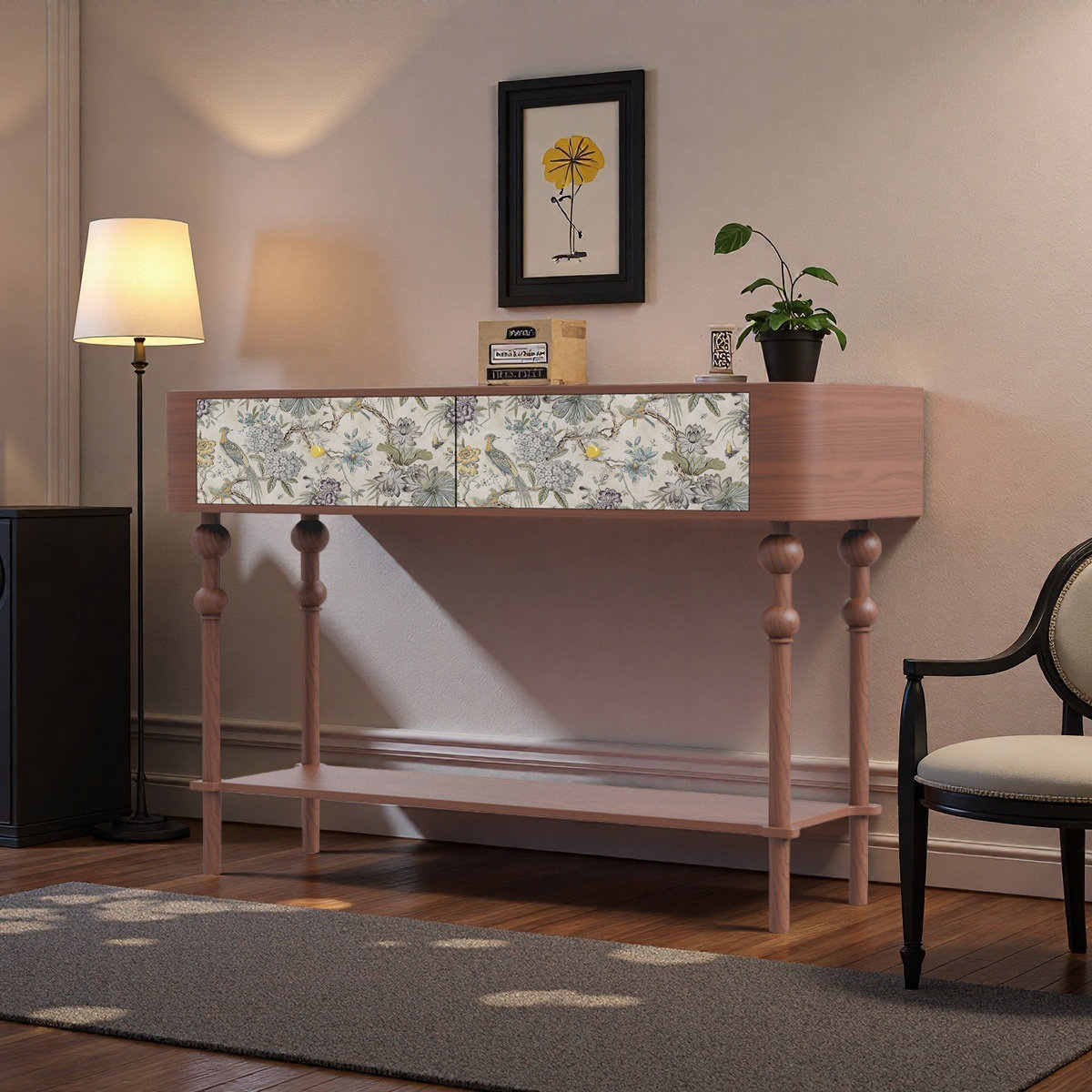 HomeLuxea French Floral Bird Wood Storage Cabinet - Wayfair Canada