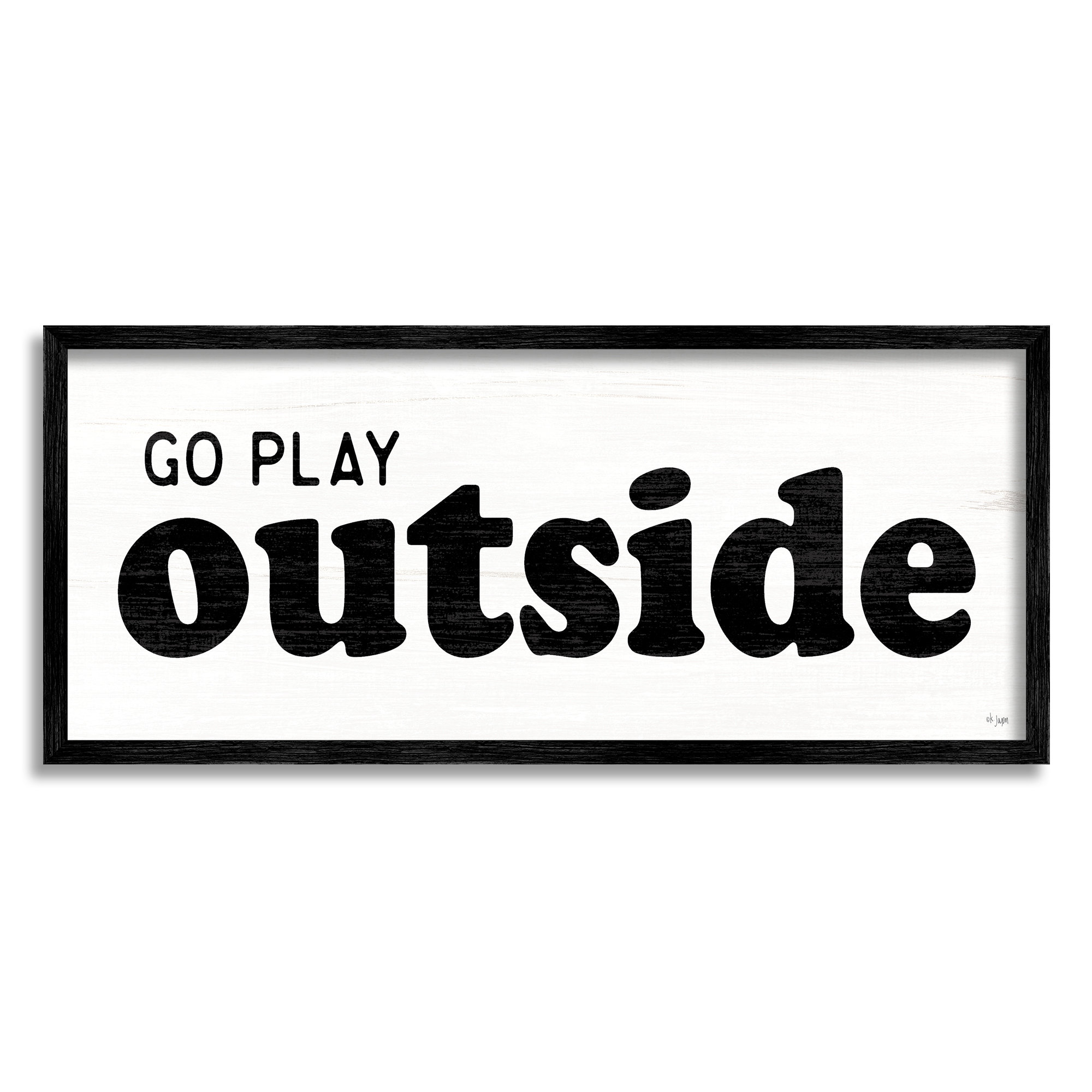 Stupell Industries Go Play Outside Phrase Framed On Wood by Jaxn Blvd ...