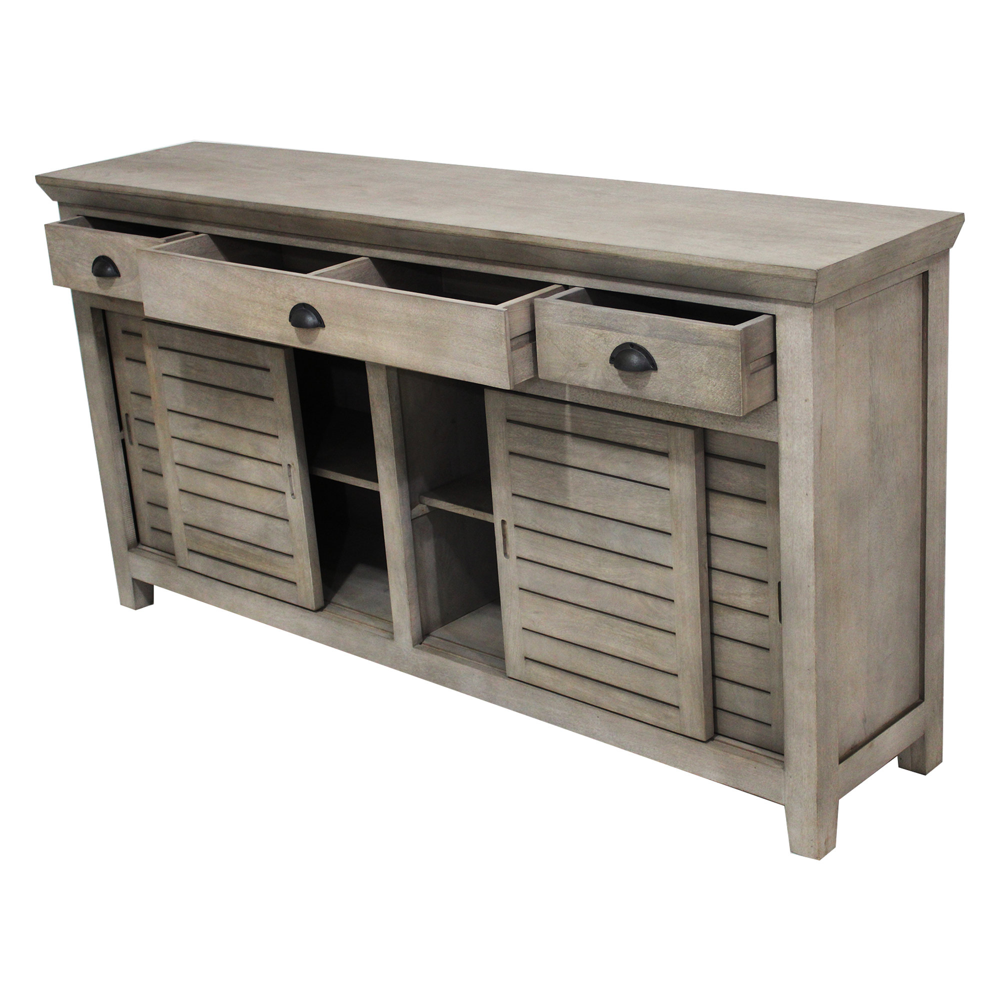 Rosalind Wheeler Pedigo 72" Wide 3 Drawer Mango Wood Credenza | Wayfair