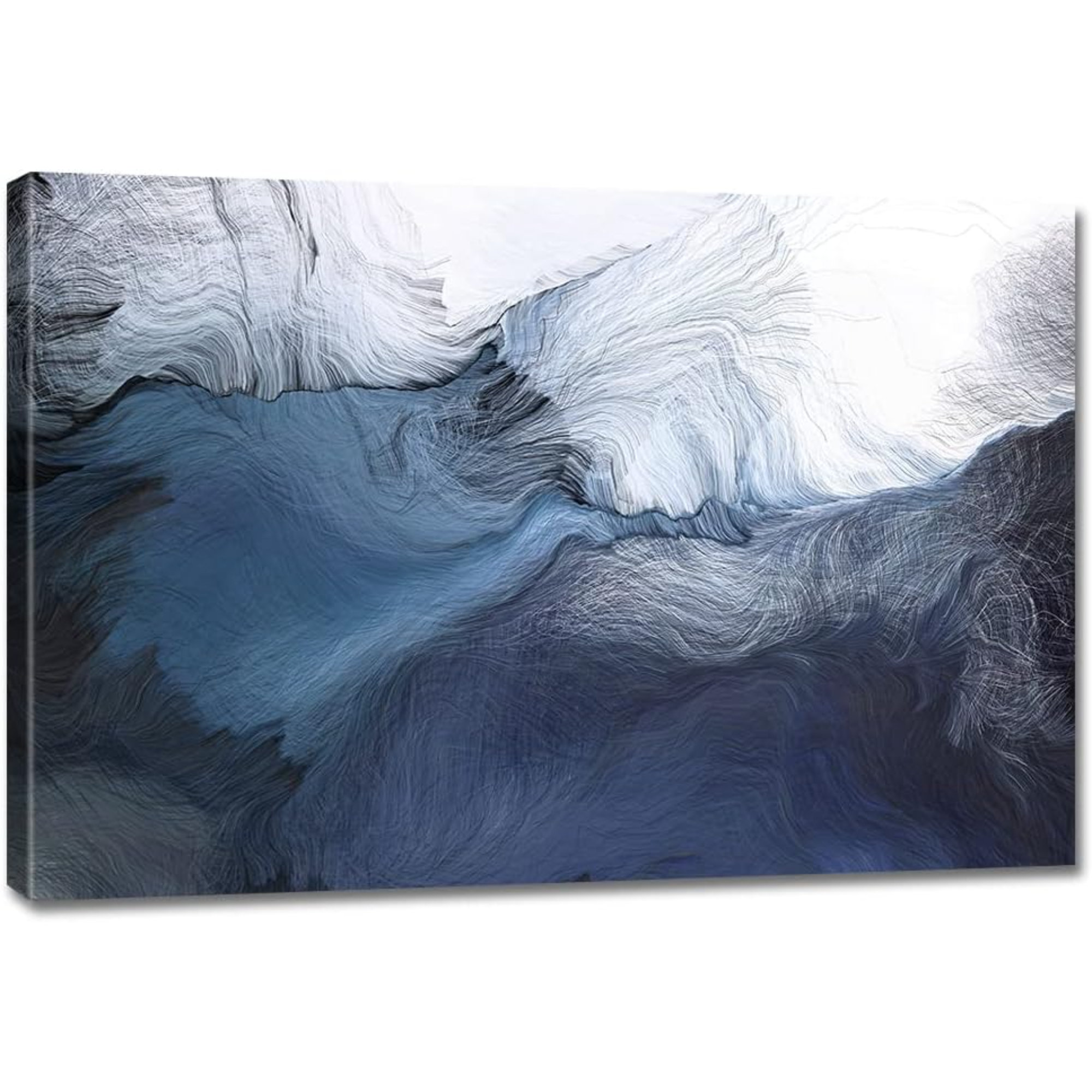 Wrought Studio™ Canvas Wall Art Abstract Art Paintings Navy Blue Block ...