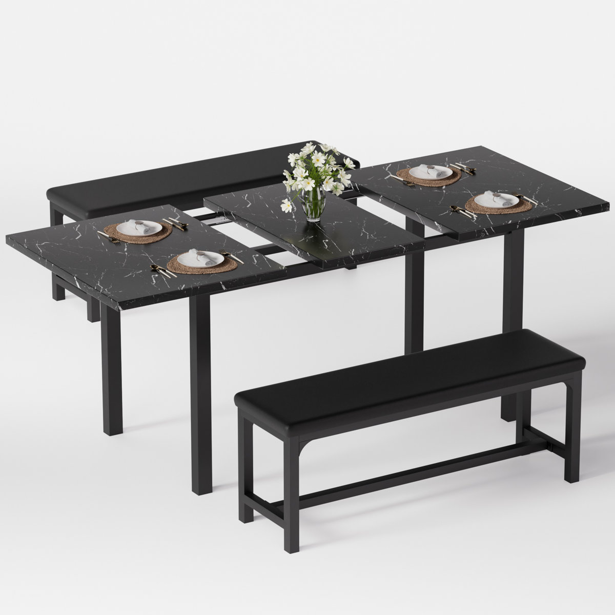 17 Stories Vidala Extendable Dining Table Set 63'' L x 28'' W ...