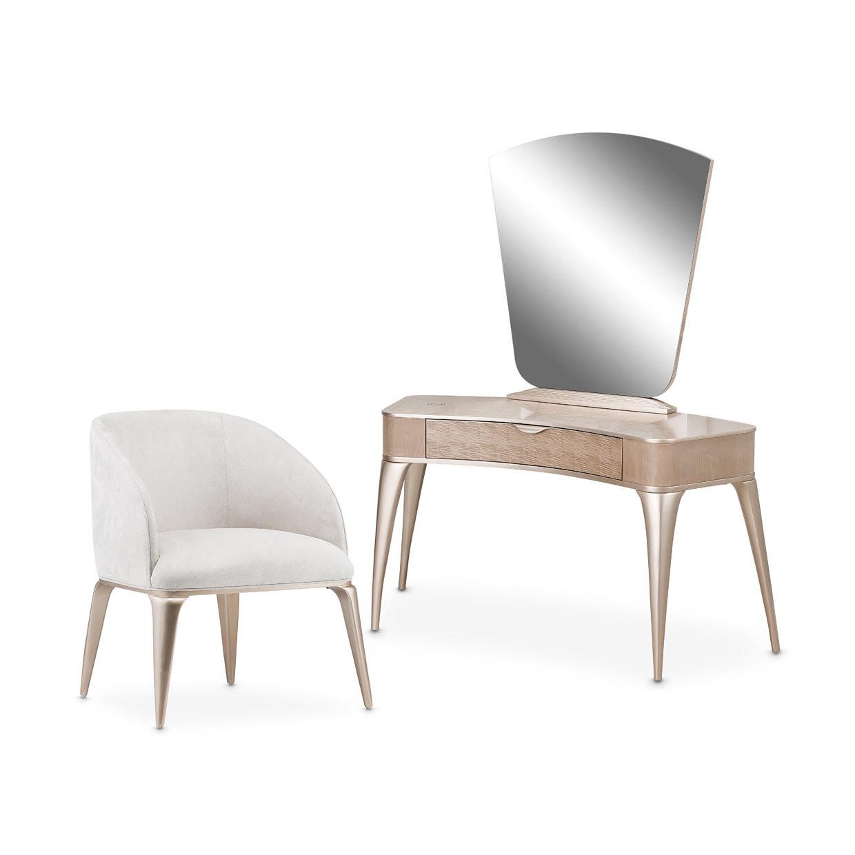 Michael Amini Malibu Crest Vanity Set with Mirror and Chair | Wayfair