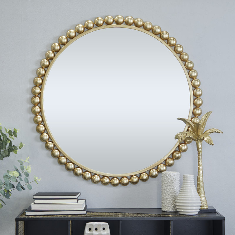 CosmoLiving by Cosmopolitan Metal Room Wall Mirror with Bead Detailing ...