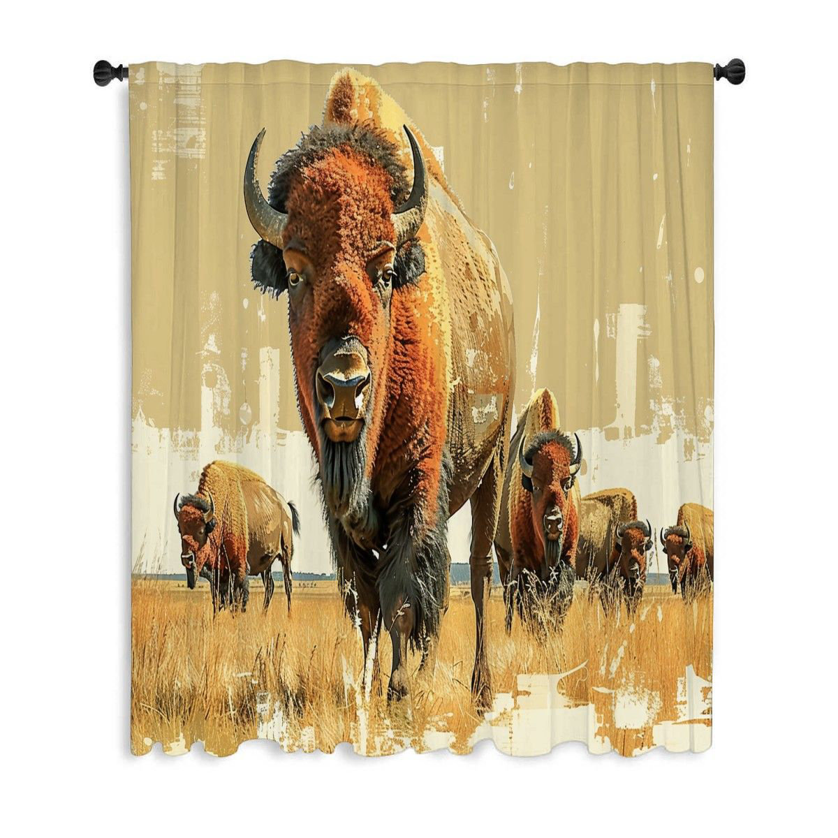 East Urban Home Herd of bison Window Curtains, Wildlife Blockout ...