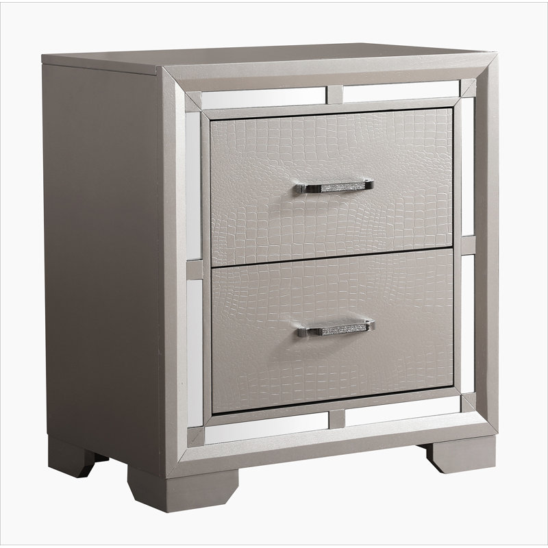 Rosdorf Park Elegant Silver Champagne Nightstand | Wayfair