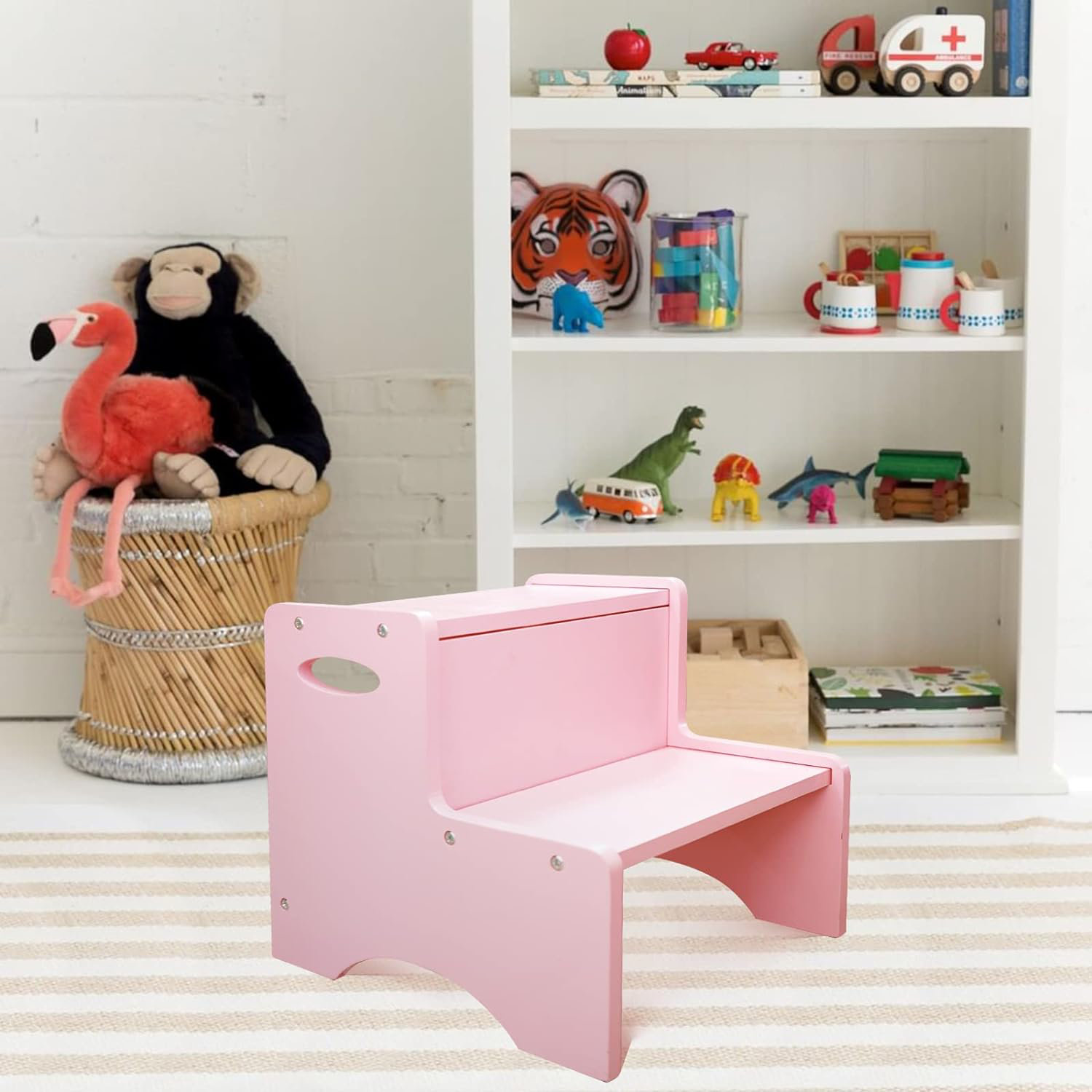 Isabelle & Max™ Wooden Step Stool,Pink | Wayfair