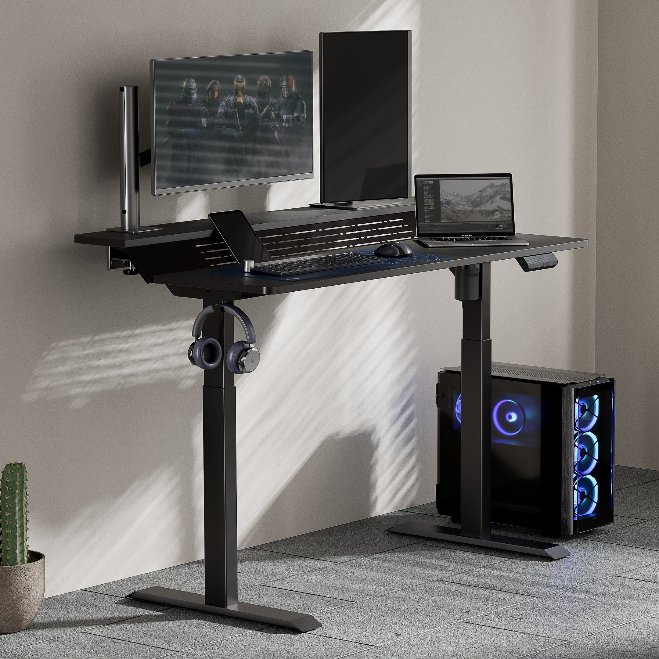 Fitueyes Standing Desk, Electric Height Adjustable Stand Up Desk, Home ...