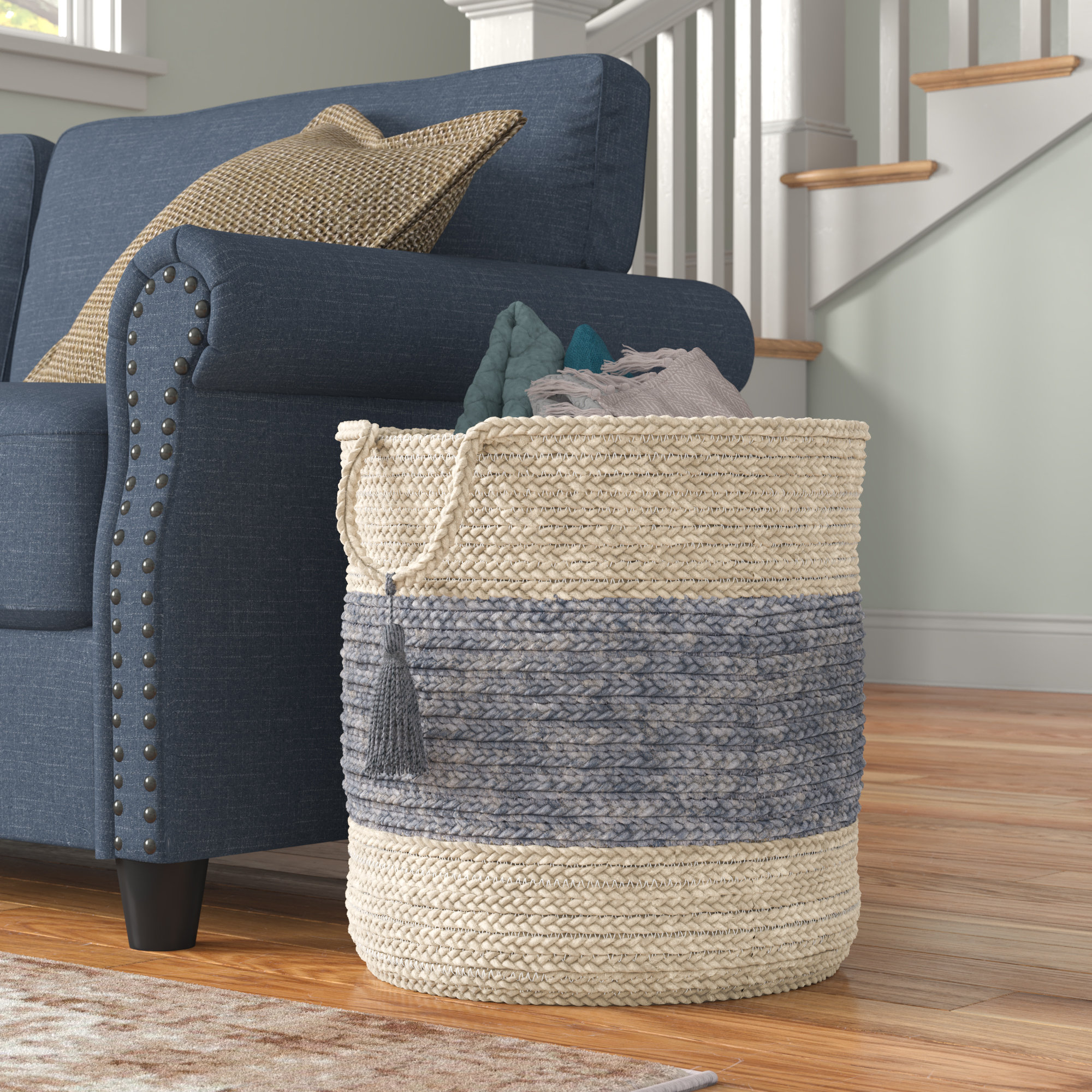 Andover Mills™ Natural Jute Striped Braided Storage Basket & Reviews ...