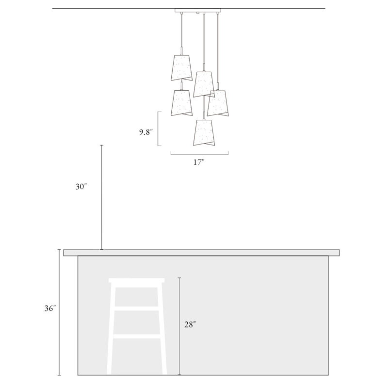 Mercer41 Elisabette 5 - Light 17" Wide Cluster Pendant | Wayfair