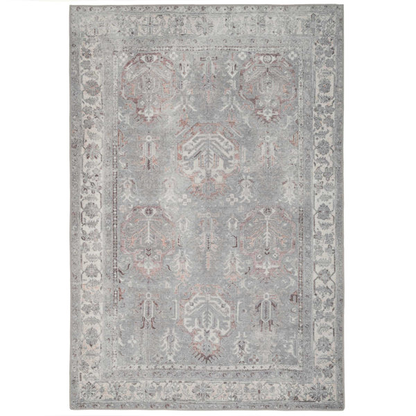 Kukoon Silver Grey Distressed Traditional Rug | Wayfair.co.uk