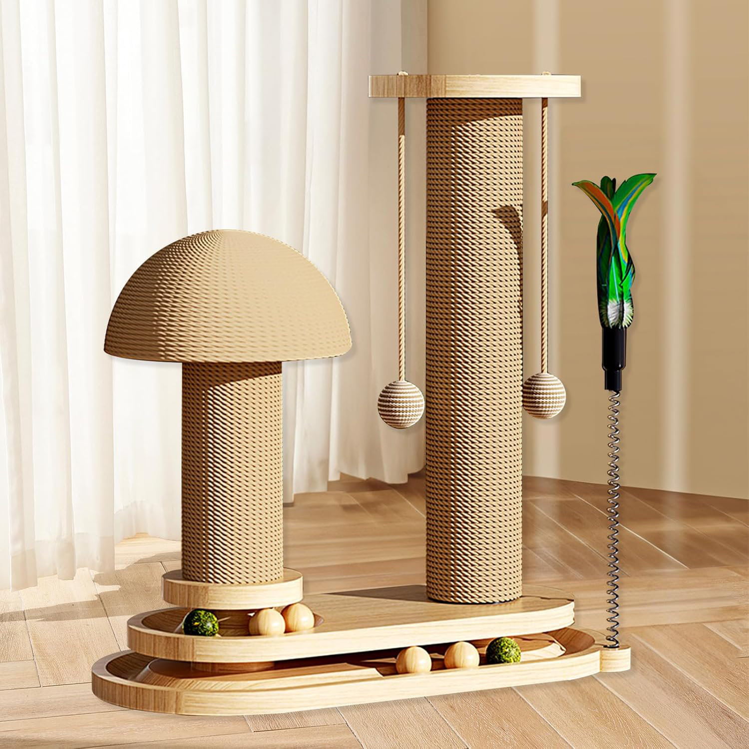 Tucker Murphy Pet™ Mushroom Sisal Cat Scratching Post with Teaser Toys ...