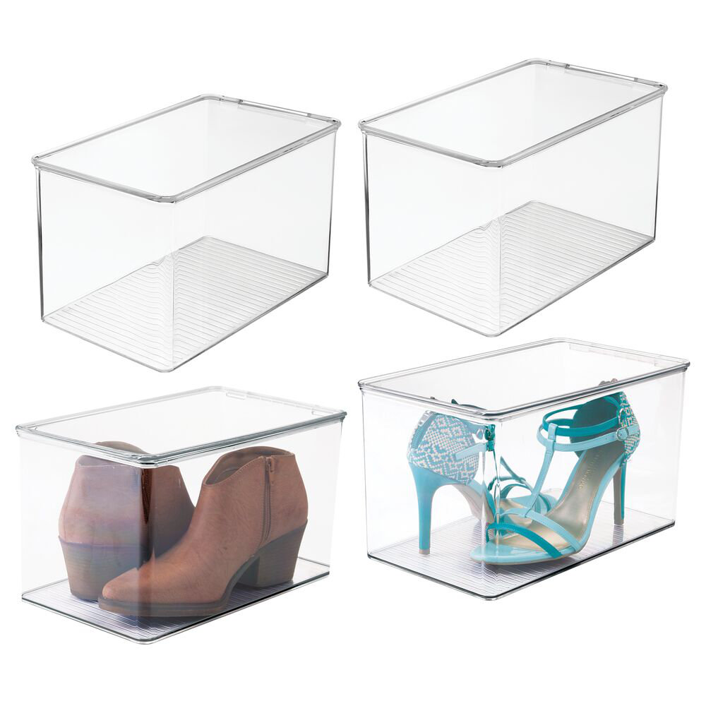 iDesign Stackable Shoe Box - Clear Plastic Shoe Box with Hinged-Lid for ...