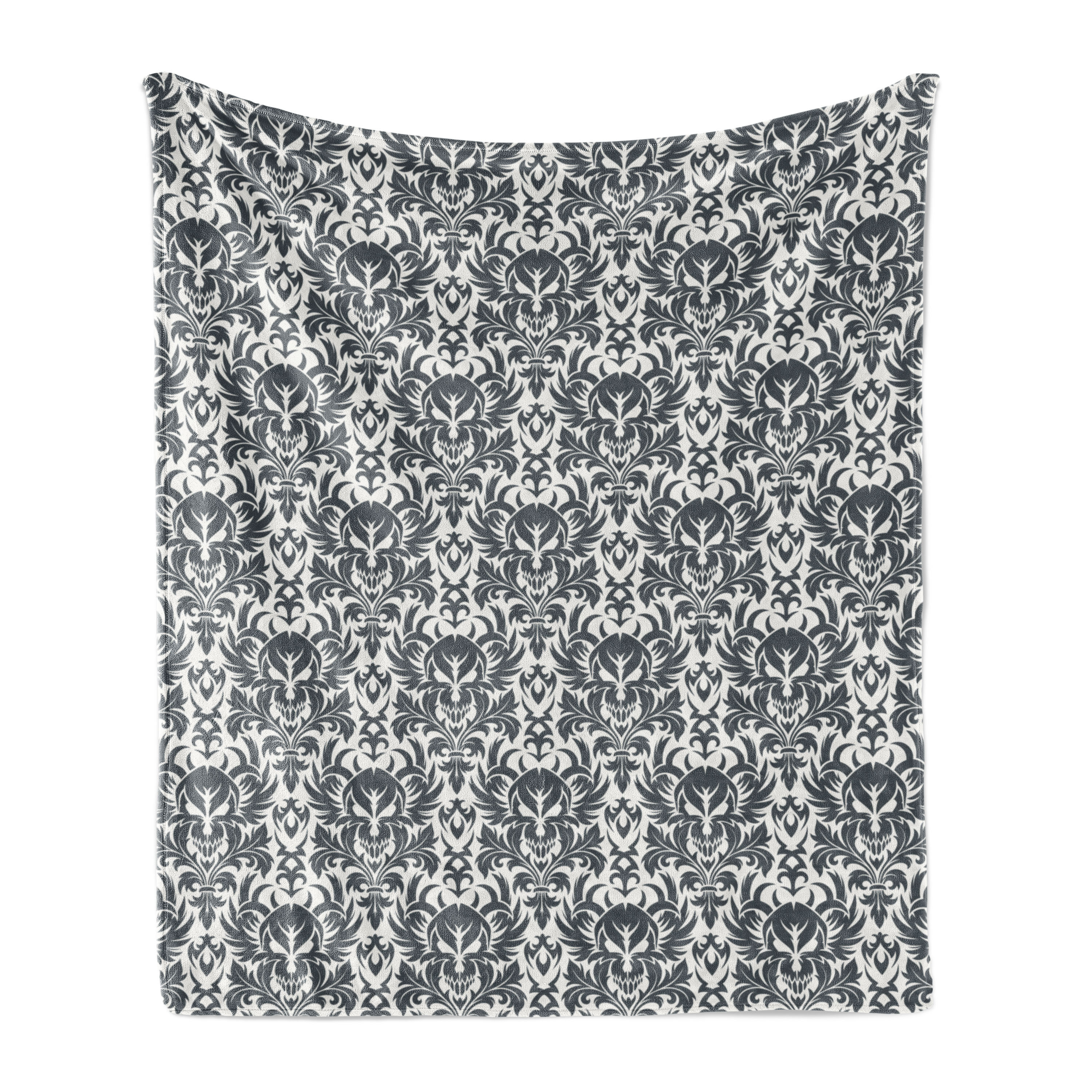 Ambesonne Gothic Fleece Throw Blanket Damask Inspired Flourish Grey ...
