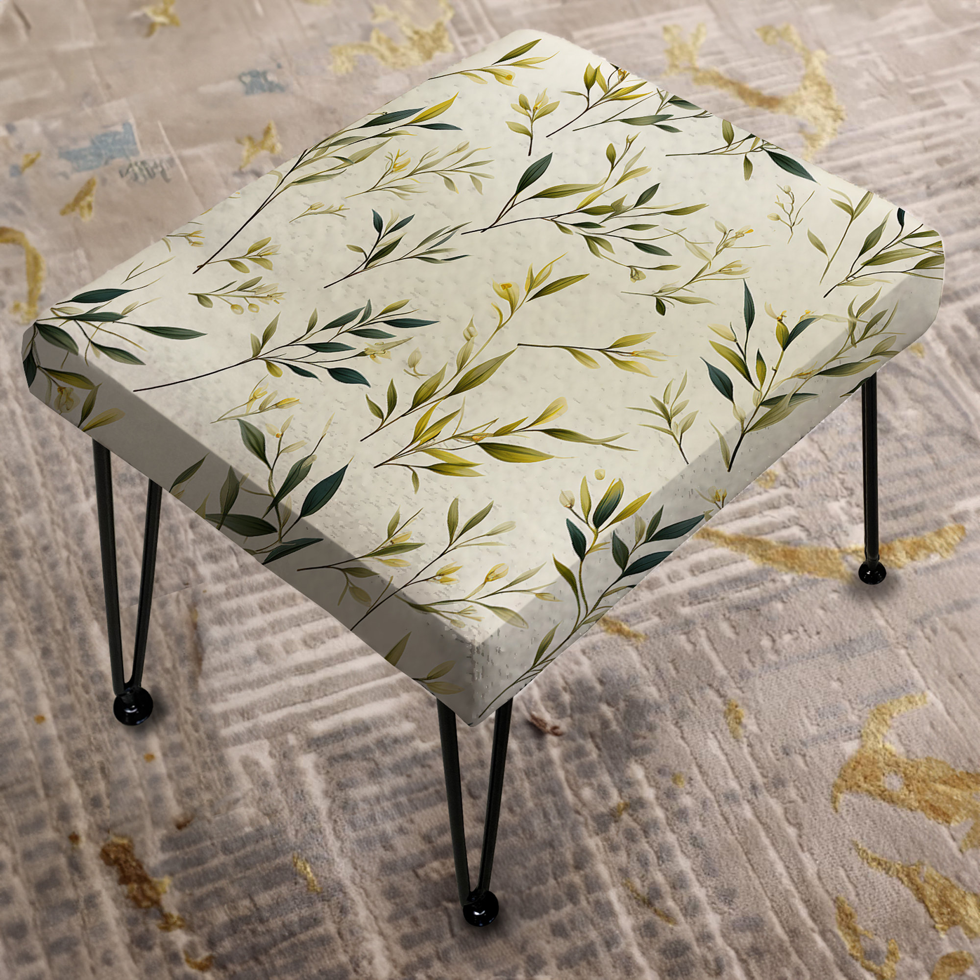 Design Art Zen Leaves - Plants Rectangle Ottoman | Wayfair