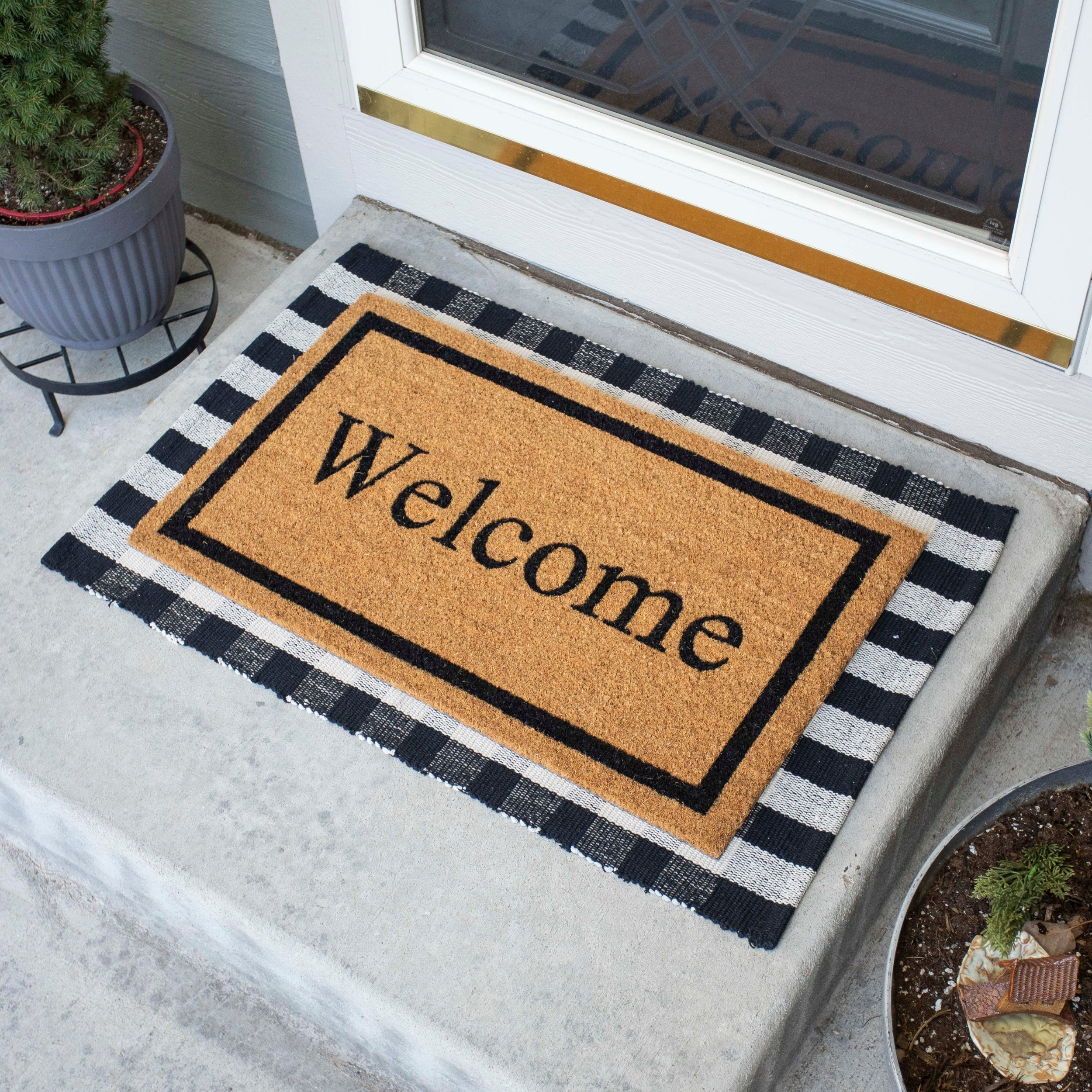 BirdRock Home Layered Welcome Mats - Standard Welcome Mat - Natural ...