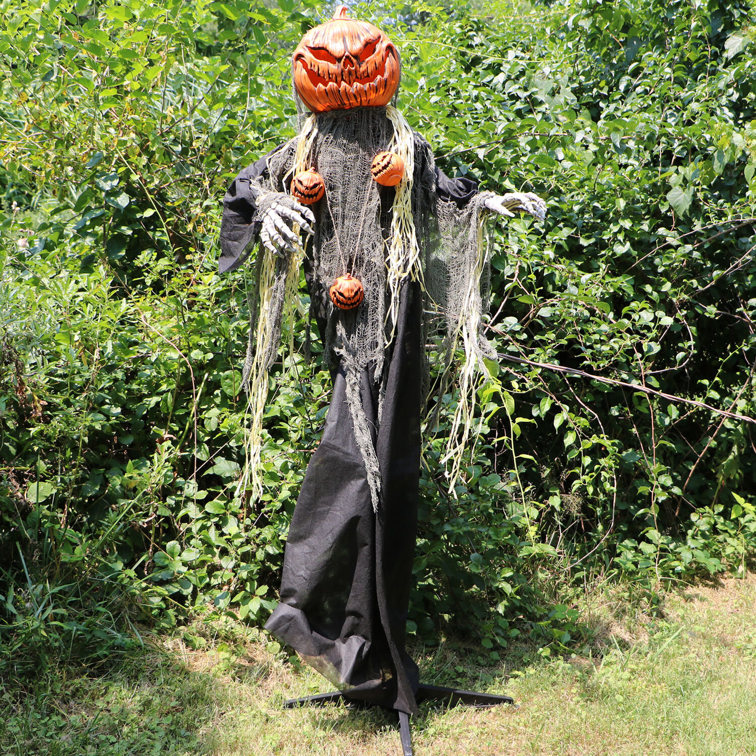 Haunted Hill Farm Life-Size Scary Pumpkin Man Halloween Prop with ...