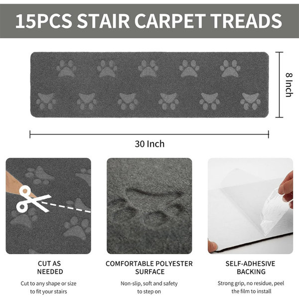 Lark Manor™ 8" X 30", 15 Pack Paw Print Non Slip Stair Treads Stair ...