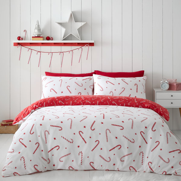 Catherine Lansfield Christmas Candy Cane Duvet Cover Set | Wayfair.co.uk