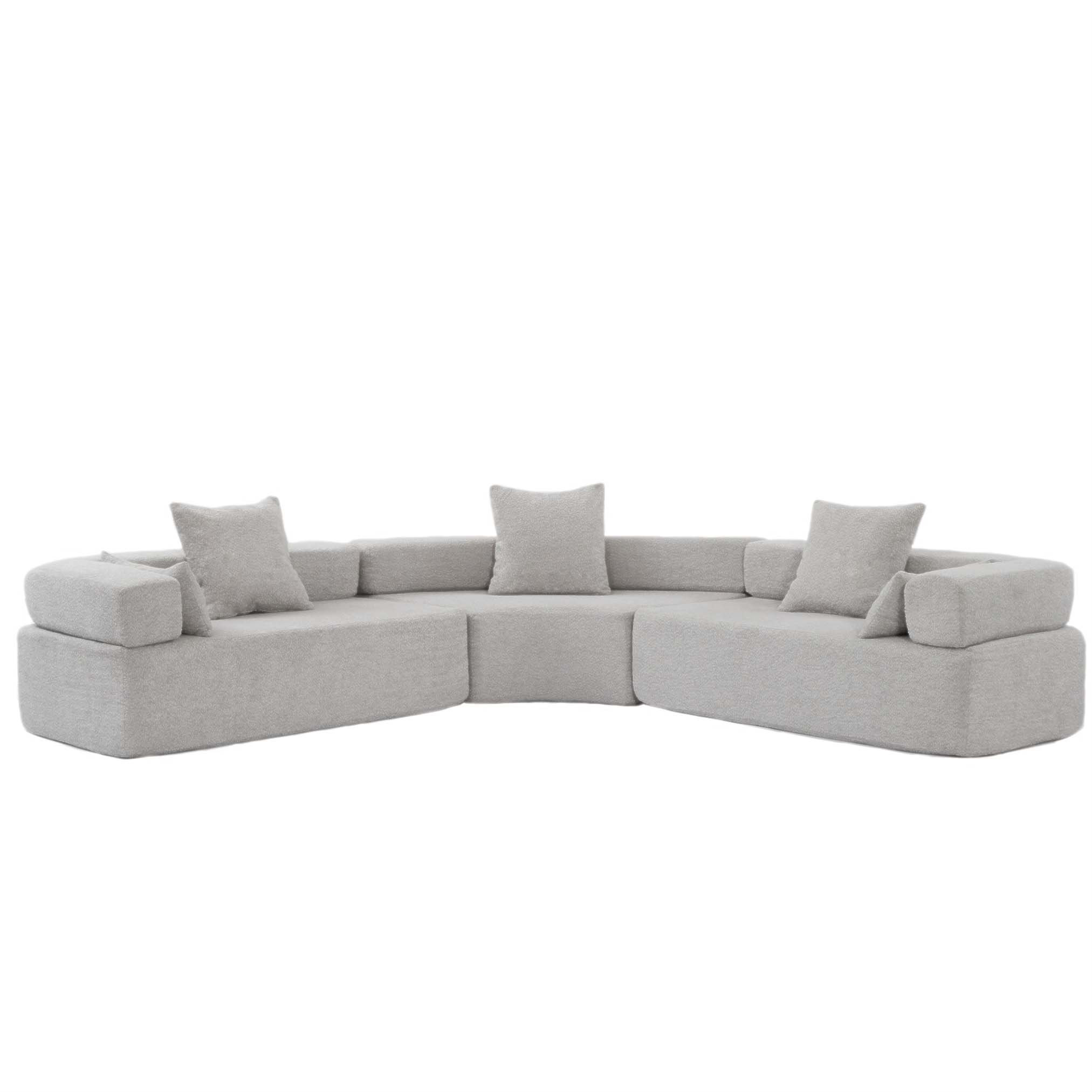 Latitude Run® Oversized Curved Sofa With Plush Cushions And Durable ...