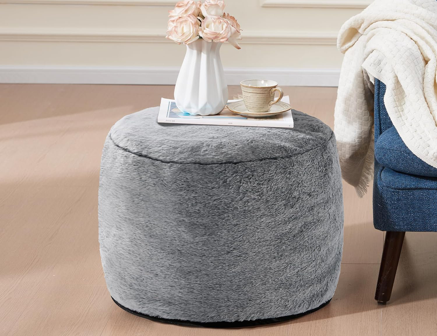 Mercer41 Foot Stool Ottoman Pouf With Foam Chunk Filling Small Ottomans ...