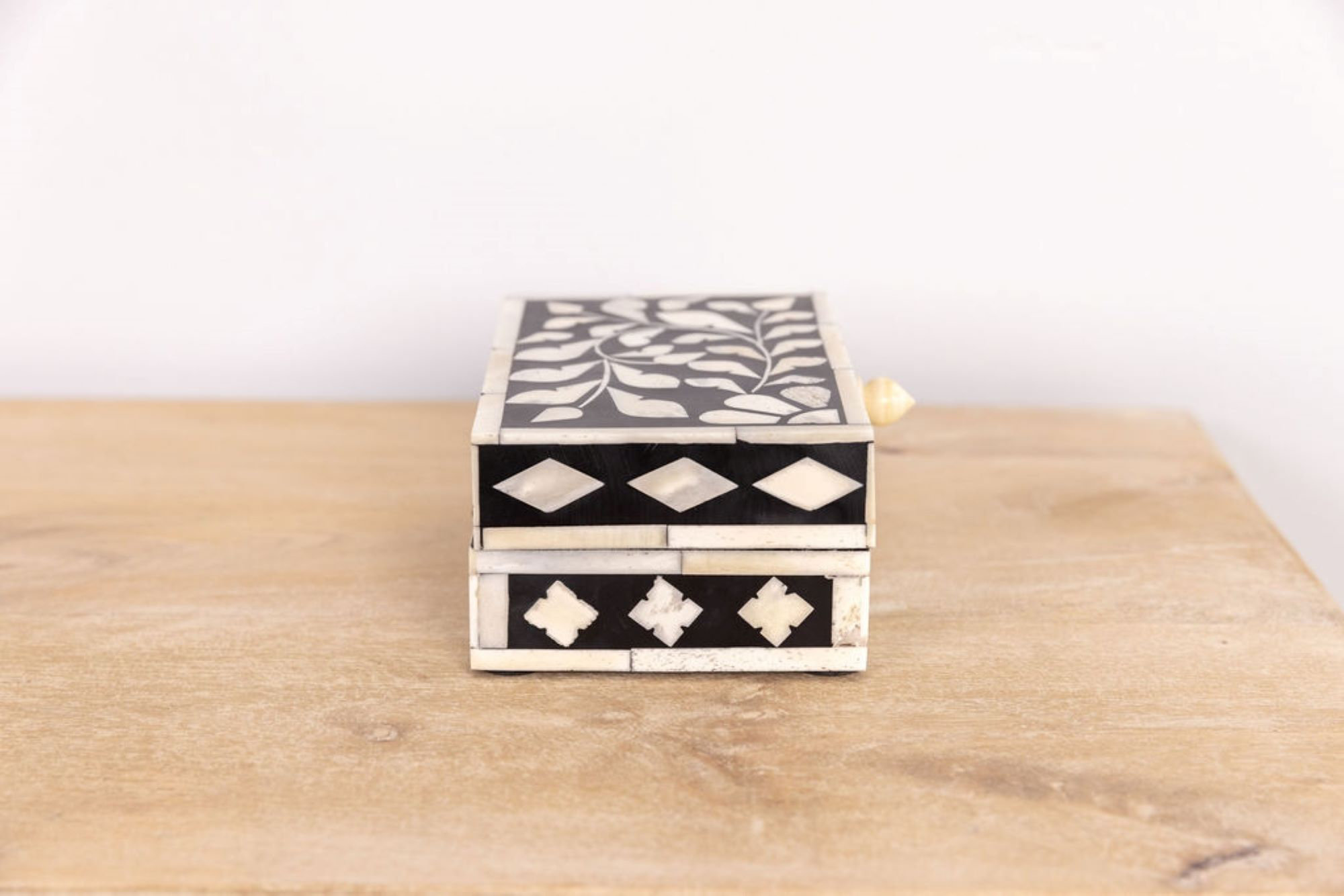Foundry Select Small Black And White Bone Inlay Decorative Box ...