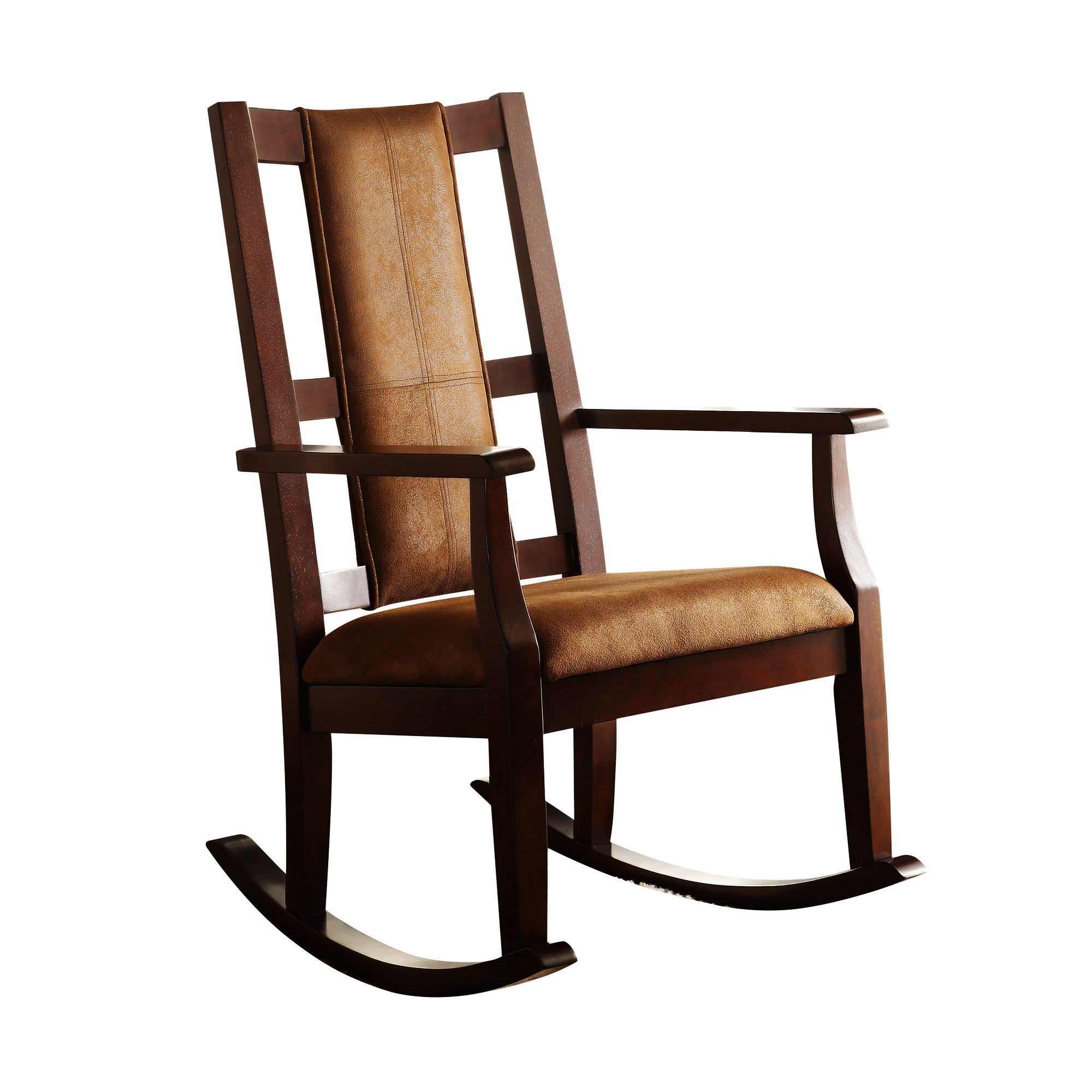 Lark Manor™ Butsea Brown Fabric & Espresso Finish Rocking Chair | Wayfair