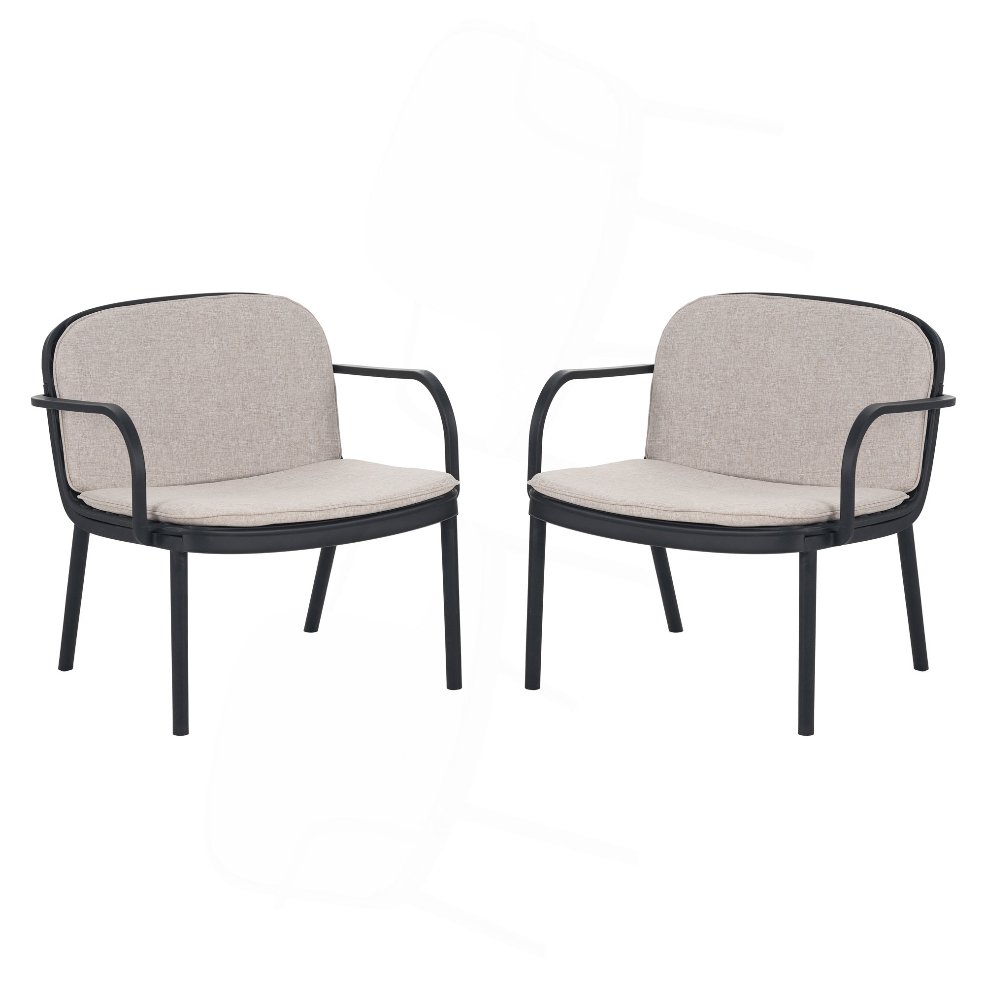 Red Barrel Studio Outdoor PP Club Chair, Frame With Cushion, Set Of 2 ...