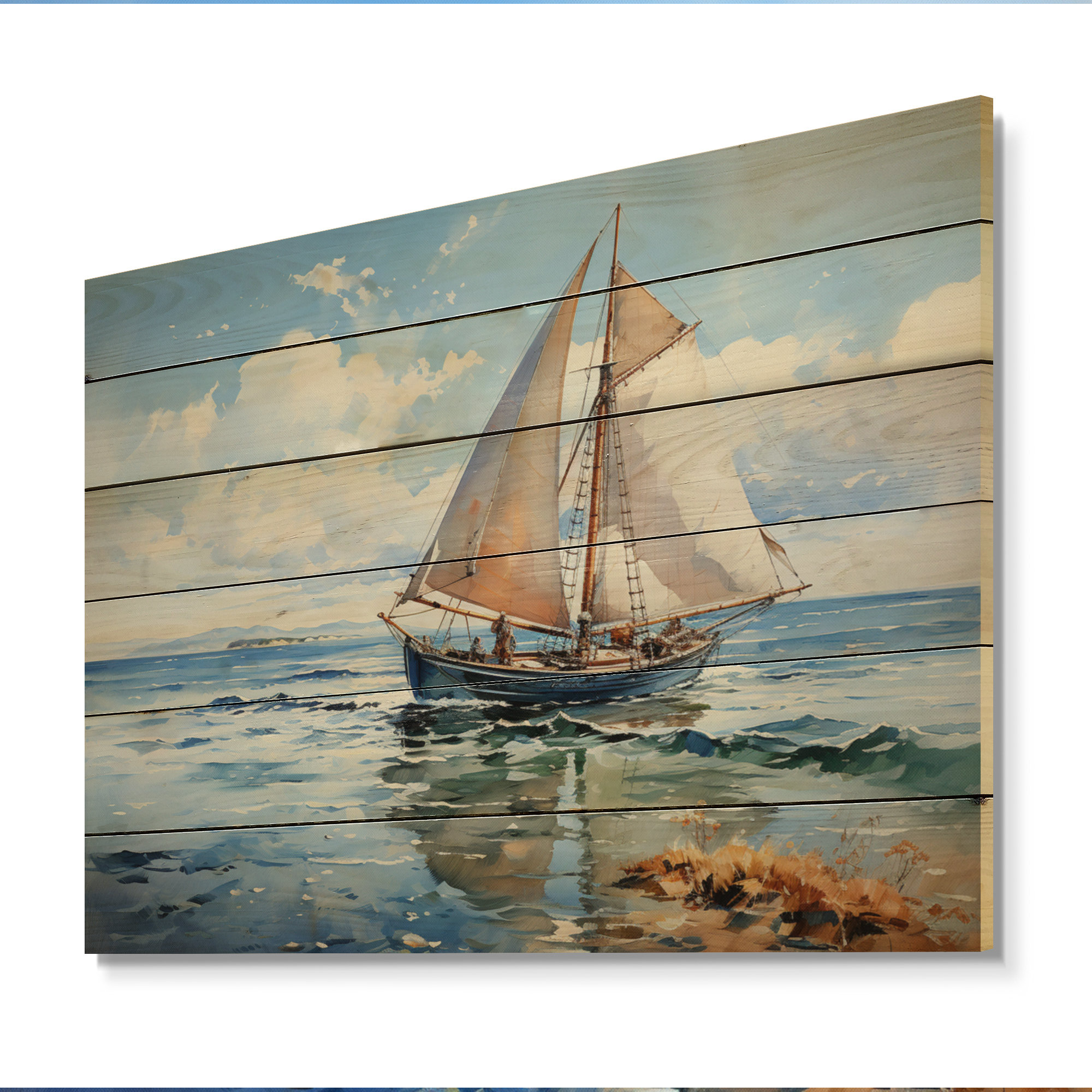 Breakwater Bay Bonley Bonley Boat Sailing Reflections II On Wood Print ...