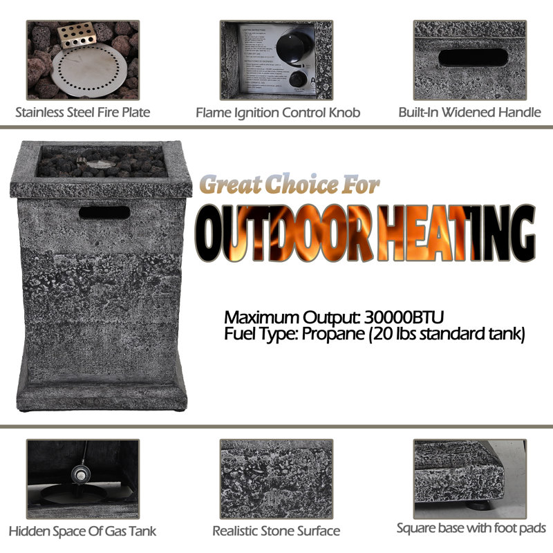 Steelside™ Drisko 25" H x 18" W Metal Propane Outdoor Fire Column | Wayfair