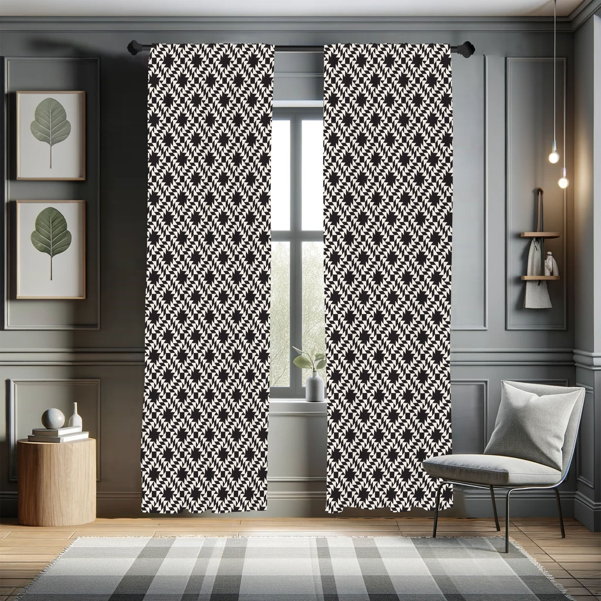 Wrought Studio™ Geometric Curtains, Triangular Design, Pair of 28 ...