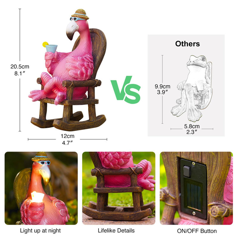 Arlmont & Co. Relaxing Solar Flamingo Statue | Wayfair