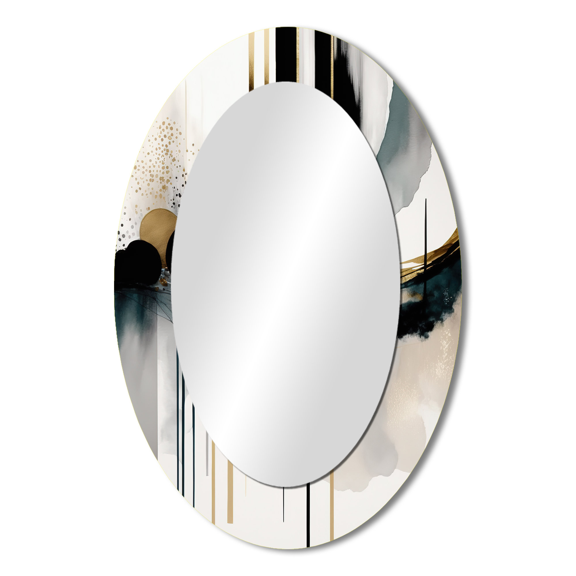 Latitude Run® Abstract Transitional Shapes V - Black Modern Oval Wall ...