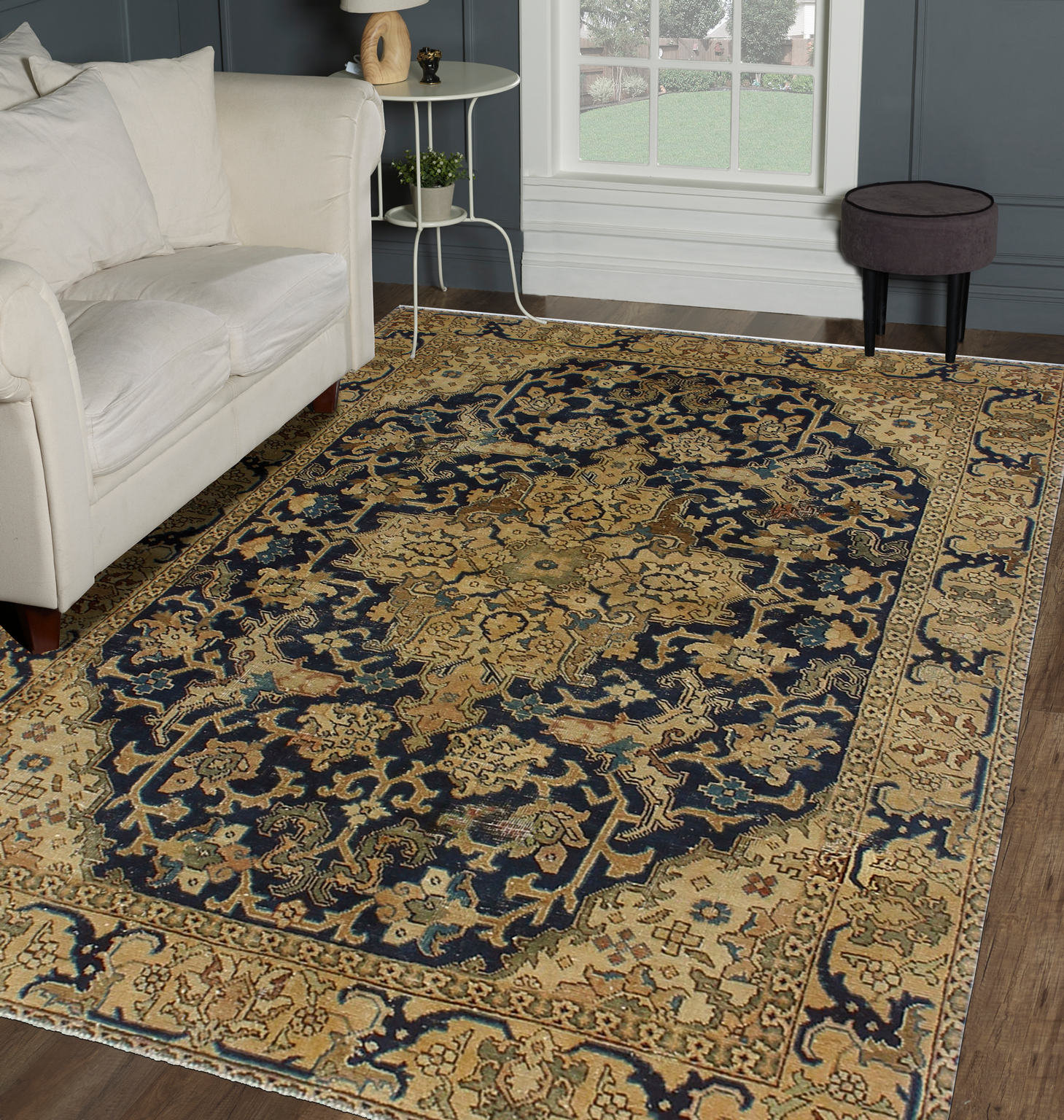 Bungalow Rose One-of-a-Kind Oriental Hand-Knotted 4'3 X 6'1 Wool Blue ...