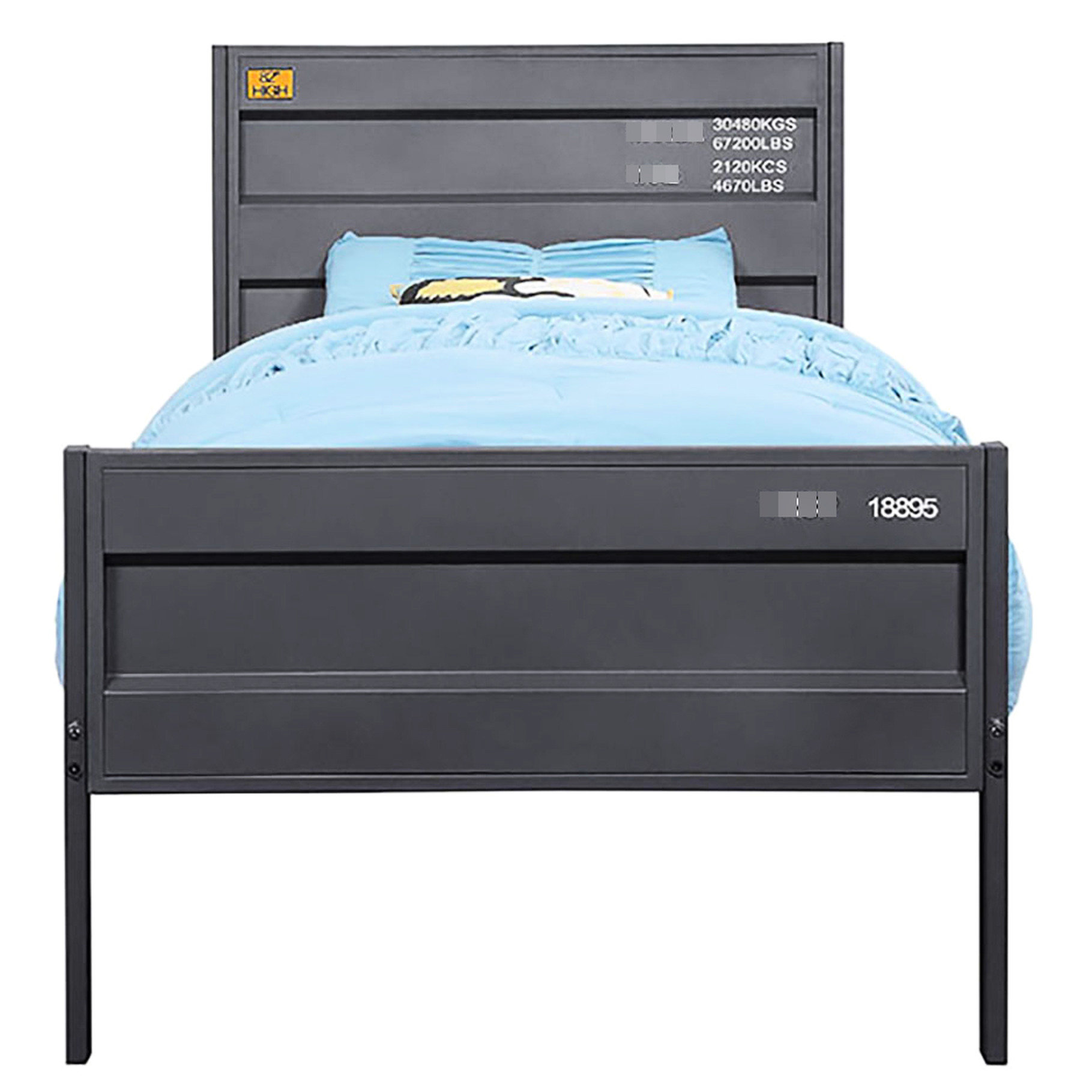 17 Stories Gunmetal Twin Bed, Iron Material, With Contemporary ...