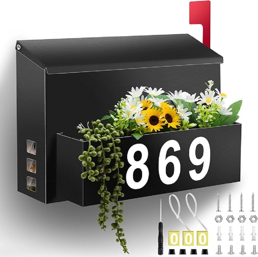 RIZPET Wall-Mount Mailbox With Flag, Large Capacity Mailboxes For ...