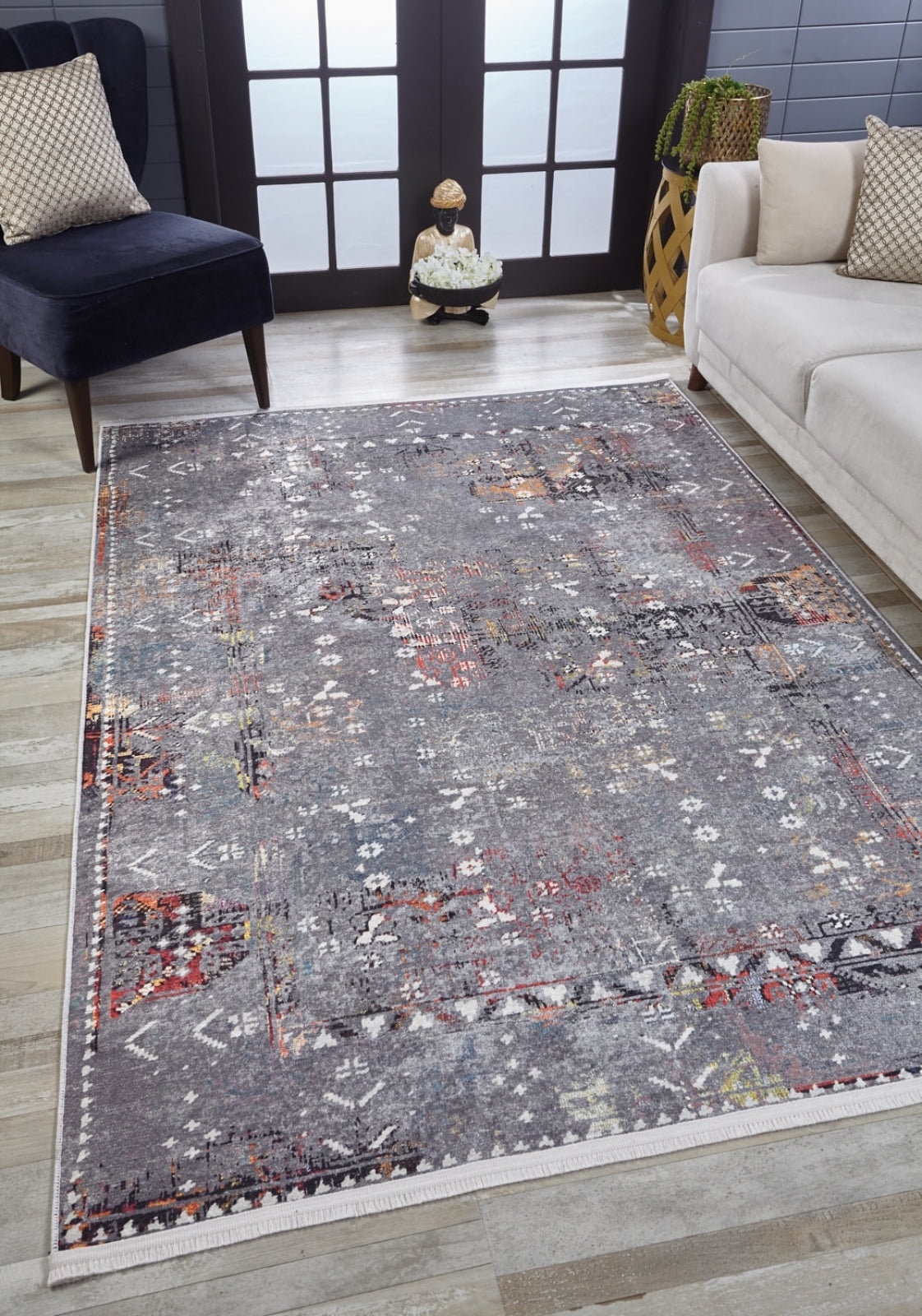 Loon Peak Bespoky Keeara Grey Modern Cotton Digital Print Area Rug ...