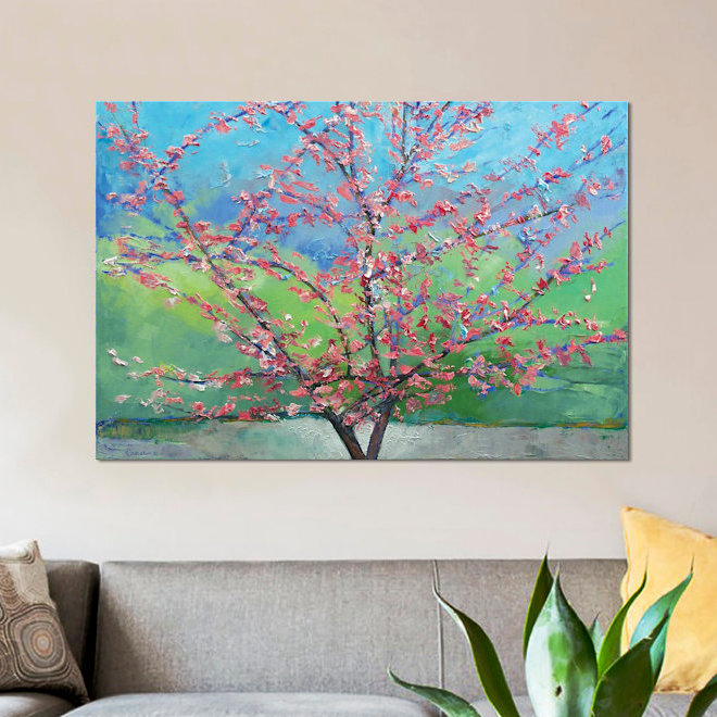 East Urban Home 'Eastern Redbud Tree' Painting Print on Canvas | Wayfair