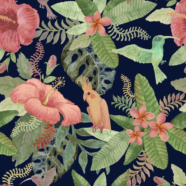 Bay Isle Home Locklynn Bright Colored Floral Pattern On Canvas by L ...