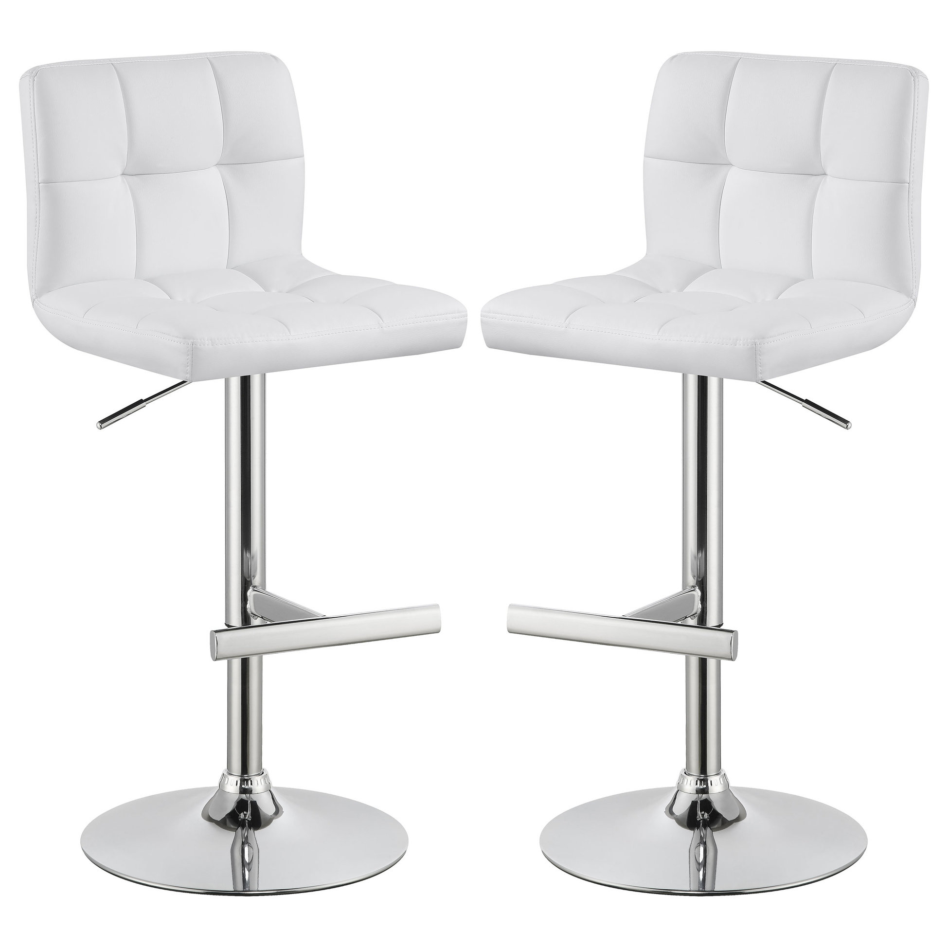 Corrigan Studio® Of 2 White Bar Stools With Adjustable Feature And Back ...