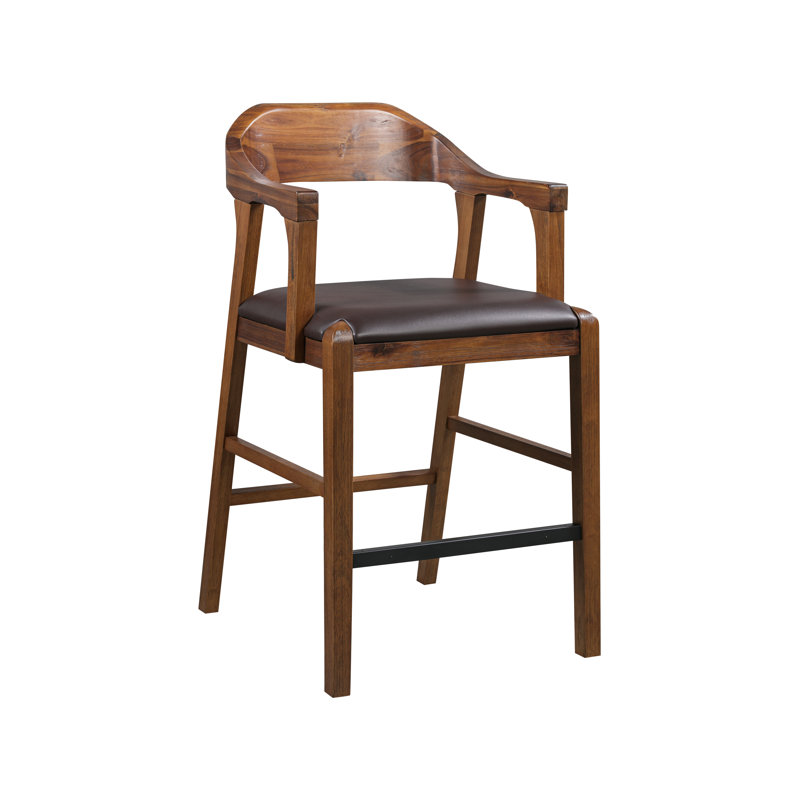 Corrigan Studio® Kolpack Stationary Bar Stool - Chestnut Wire-Brush ...