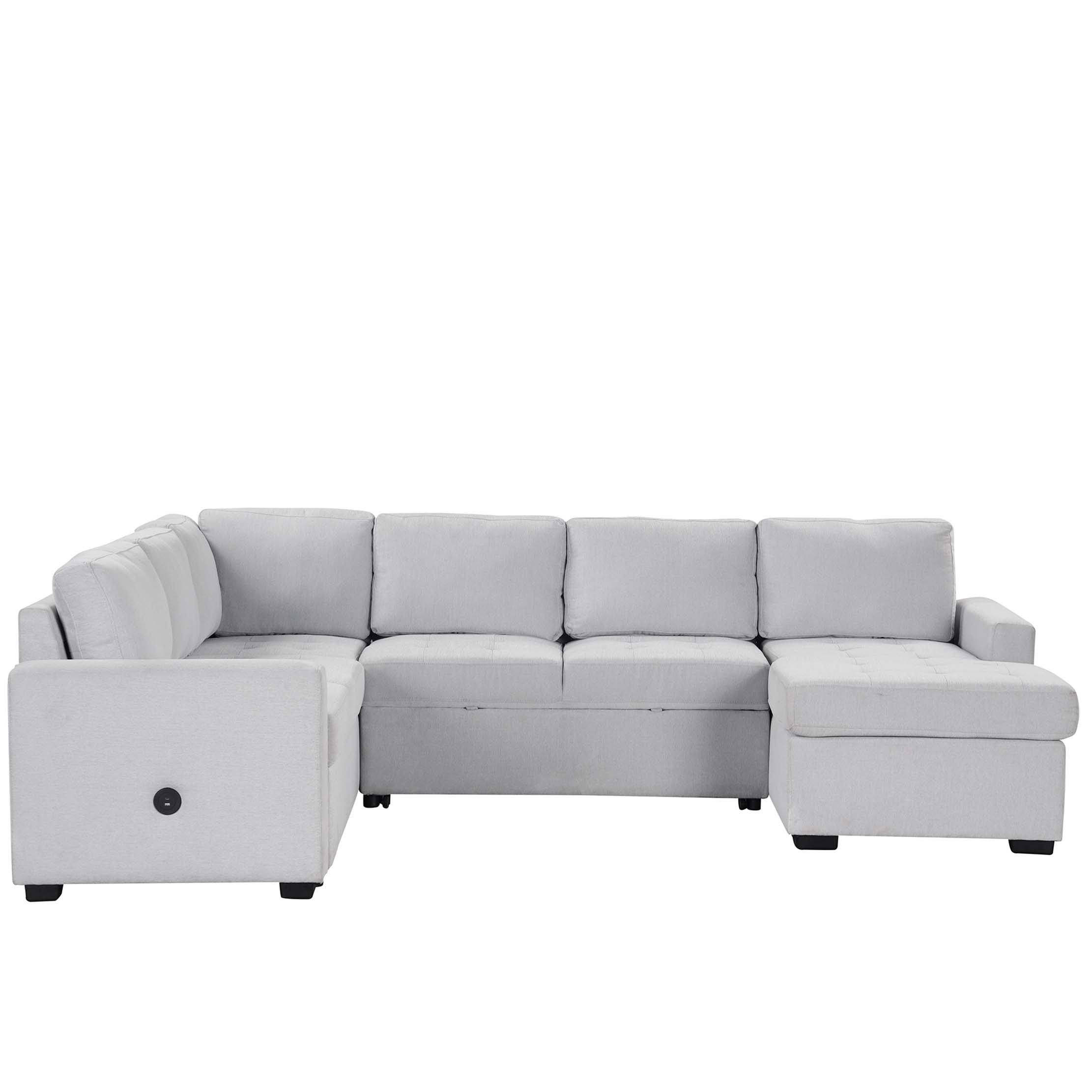 Latitude Run® L-Shaped Sectional Sleeper Sofa With Pull-Out Bed And ...
