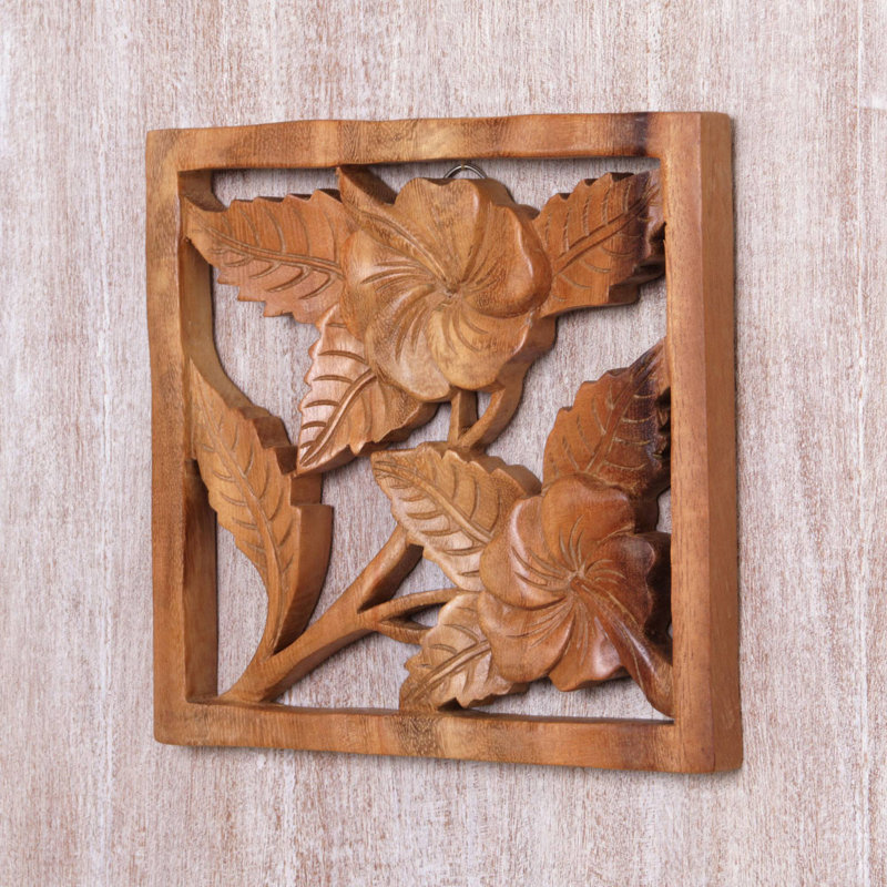 World Menagerie Hibiscus Window Relief Panel Wood Wall Décor | Wayfair